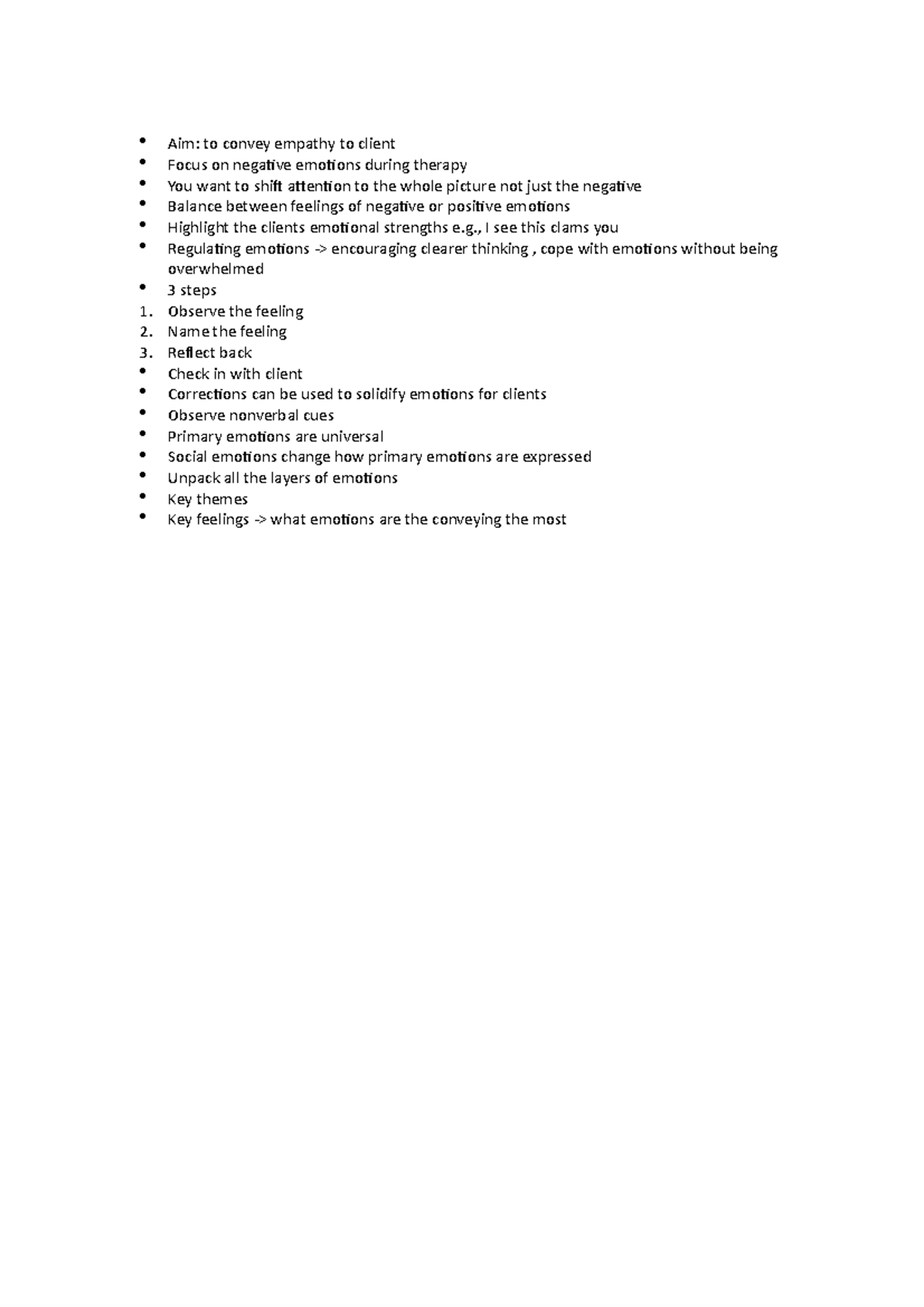 Tutorial 3 - Aim: to convey empathy to client Focus on negative ...