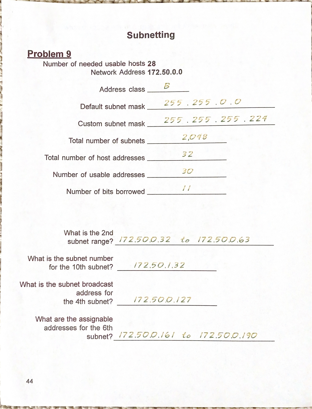 S4 - subnetting problem - ITNT 1500 - Macomb - Studocu