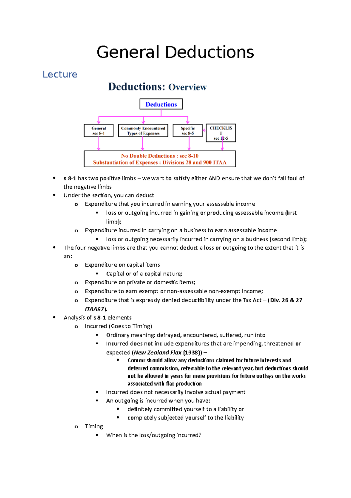 General Deductions - tax law notes - General Deductions Lecture s 8-1 ...
