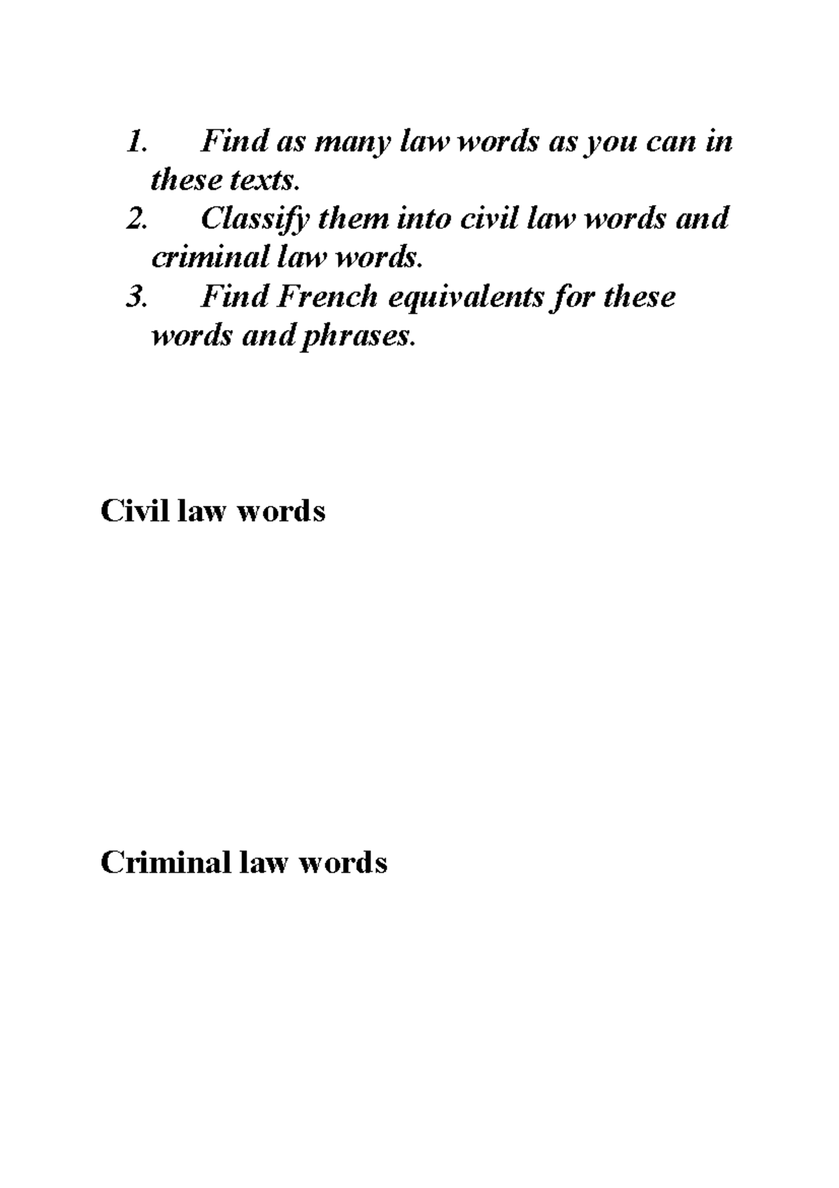 Law words and phrases by Mr Michel non presentiel - 1. Find as many law ...