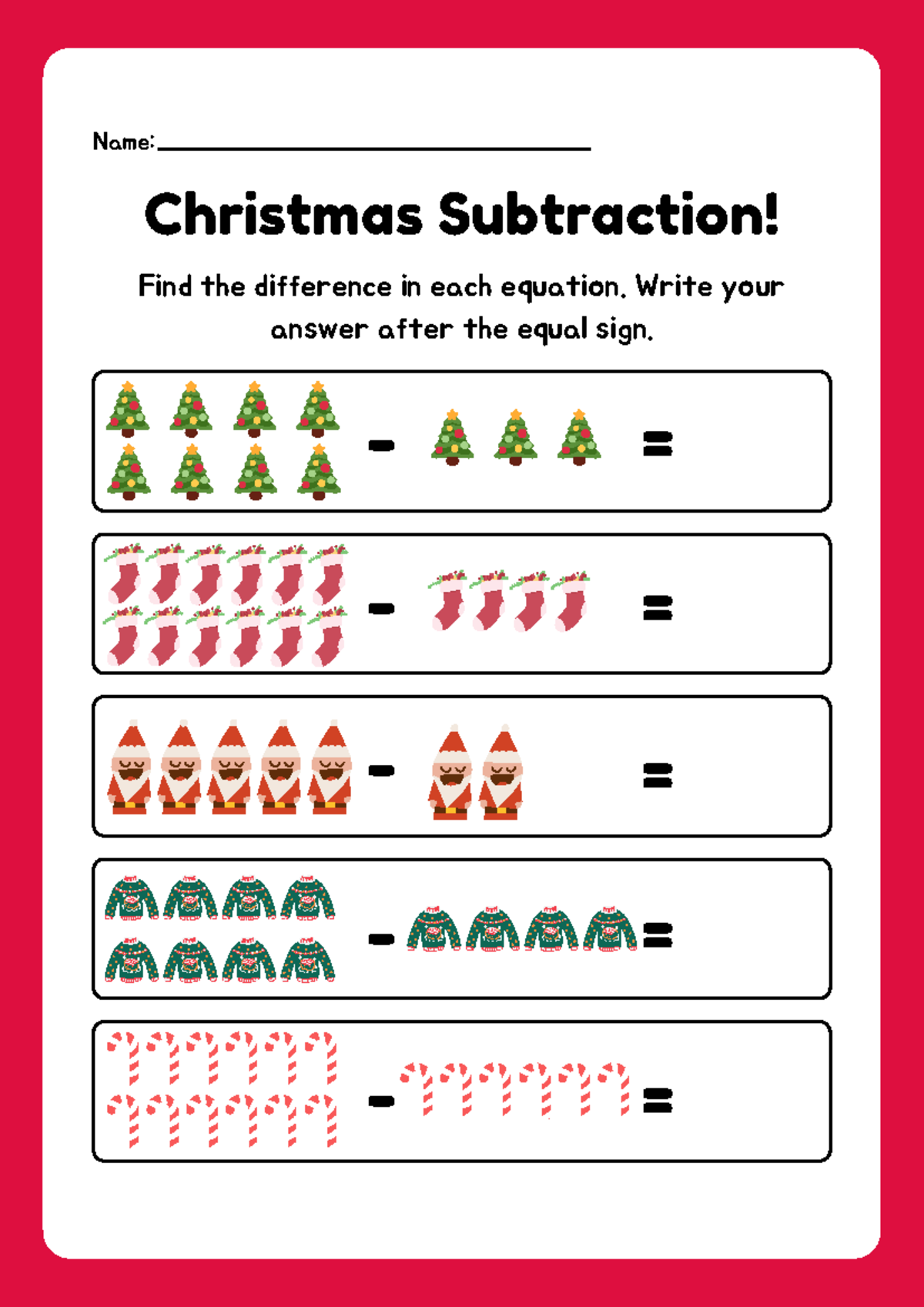 Red Border Colorful Illustrative Kindergarten Christmas Theme Printable ...