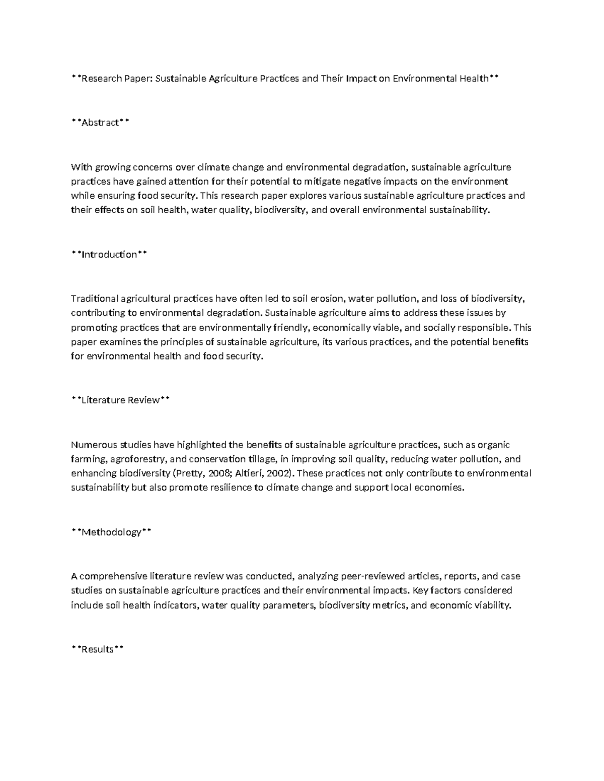 Sustainable Agriculture Practices and Their Impact on Environmental ...