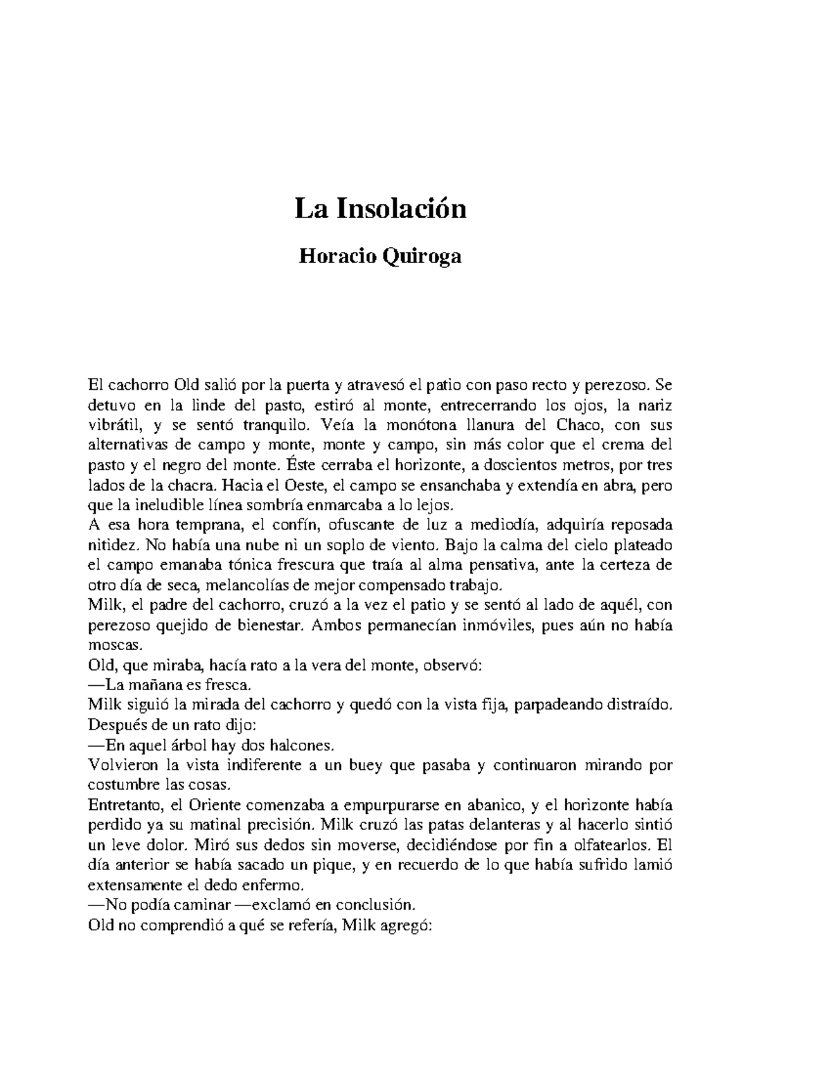 La insolación - Libro - La Insolación Horacio Quiroga El cachorro Old ...
