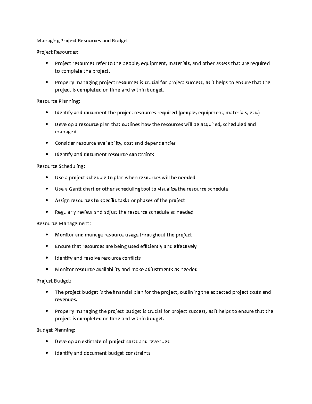 Managing Project Resources and Budget - Properly managing project ...