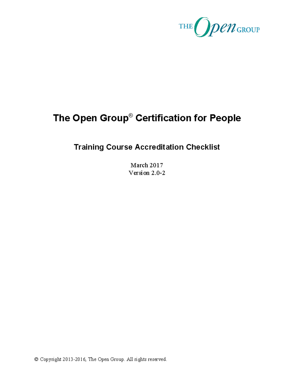 Training Course Accreditation Checklist - The Open Group ® Certification for People Training ...