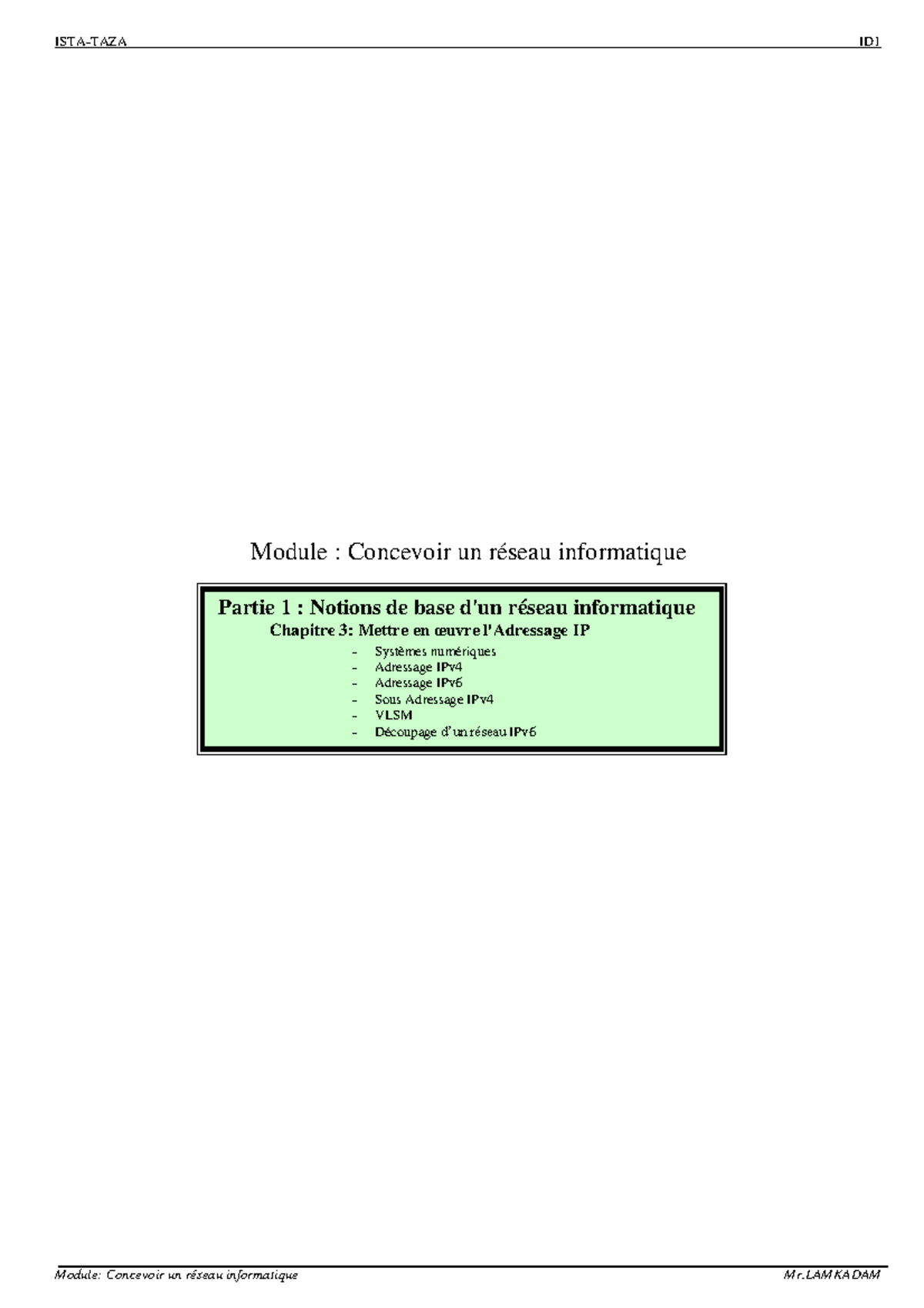 Partie 1-3 Notions de base d'un réseau informatique - Chapitre 3 - Module : Concevoir un réseau ...