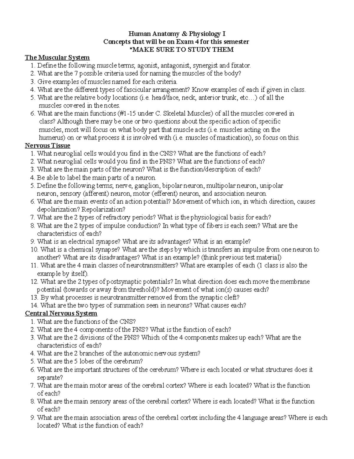 Anatomy and Physiology SG E - *Human Anatomy & Physiology I Concepts ...