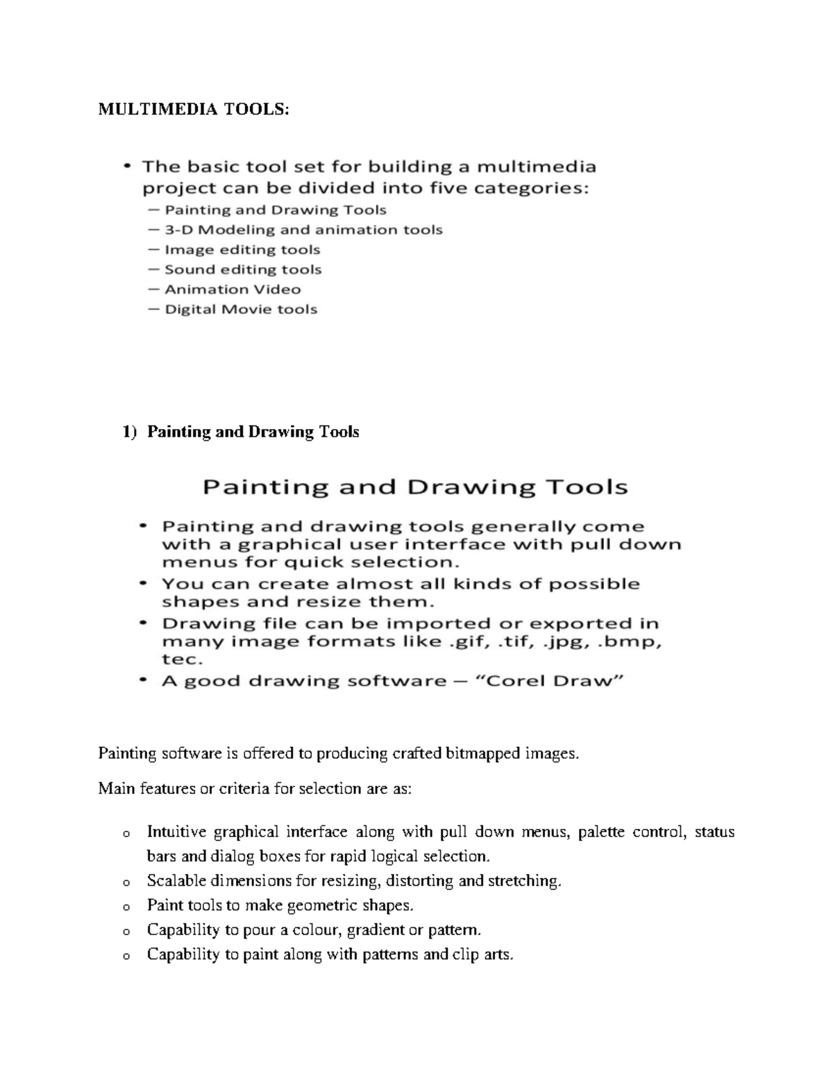 Multimedia Tools - Lecture notes 3 - MULTIMEDIA TOOLS: Painting and ...