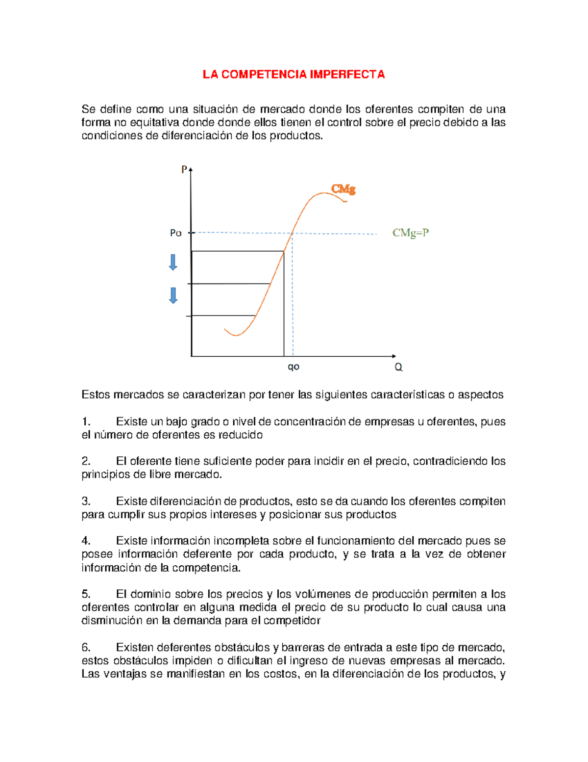 Competencia Imperfecta - LA COMPETENCIA IMPERFECTA Se define como una ...