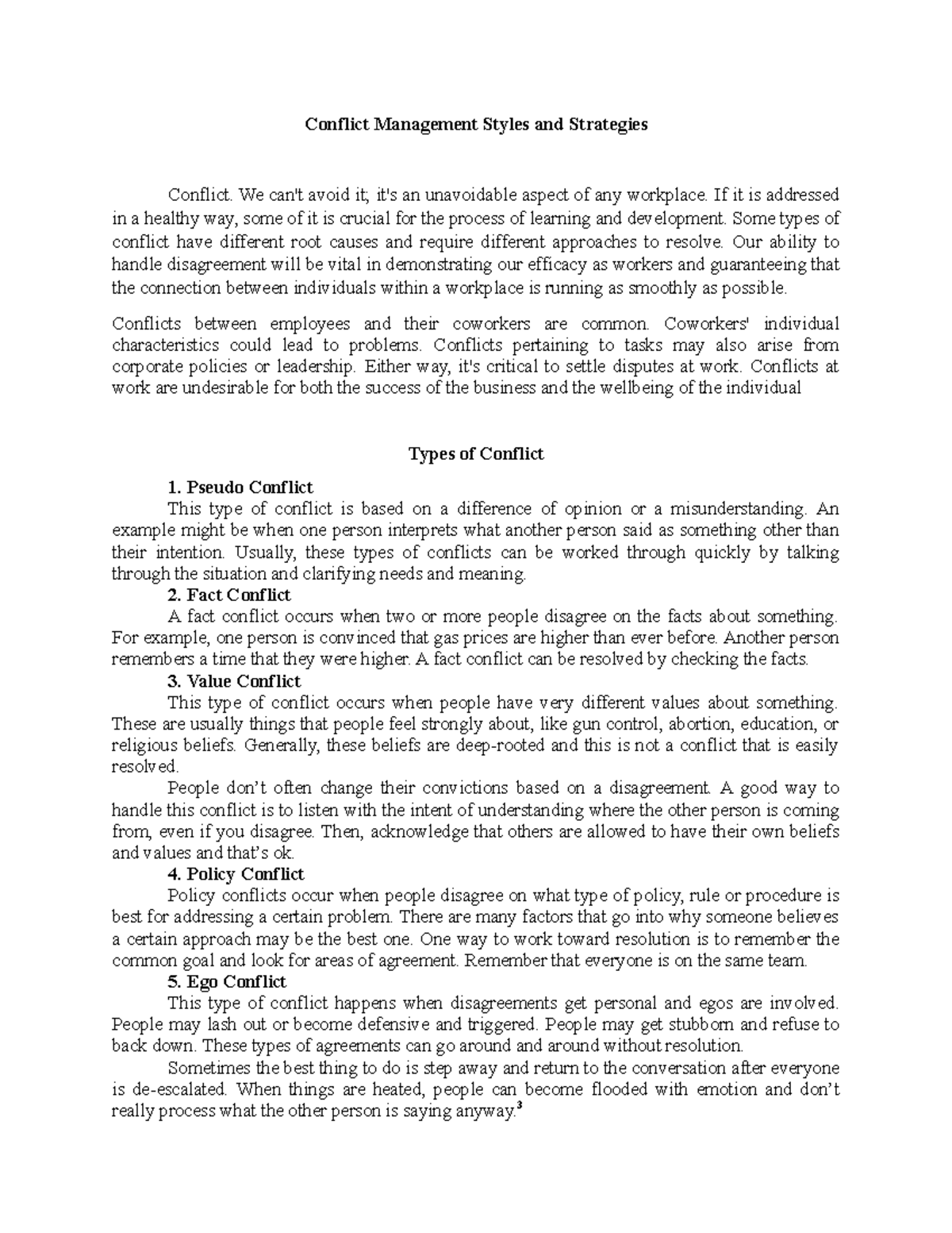 Conflict Management Styles and Strategies - We can't avoid it; it's an ...