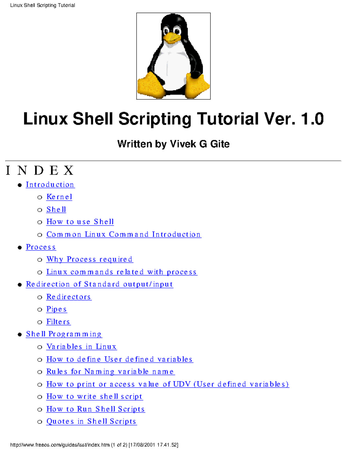 Linux Practice Linux Shell Scripting Tutorial Ver 1 Written By