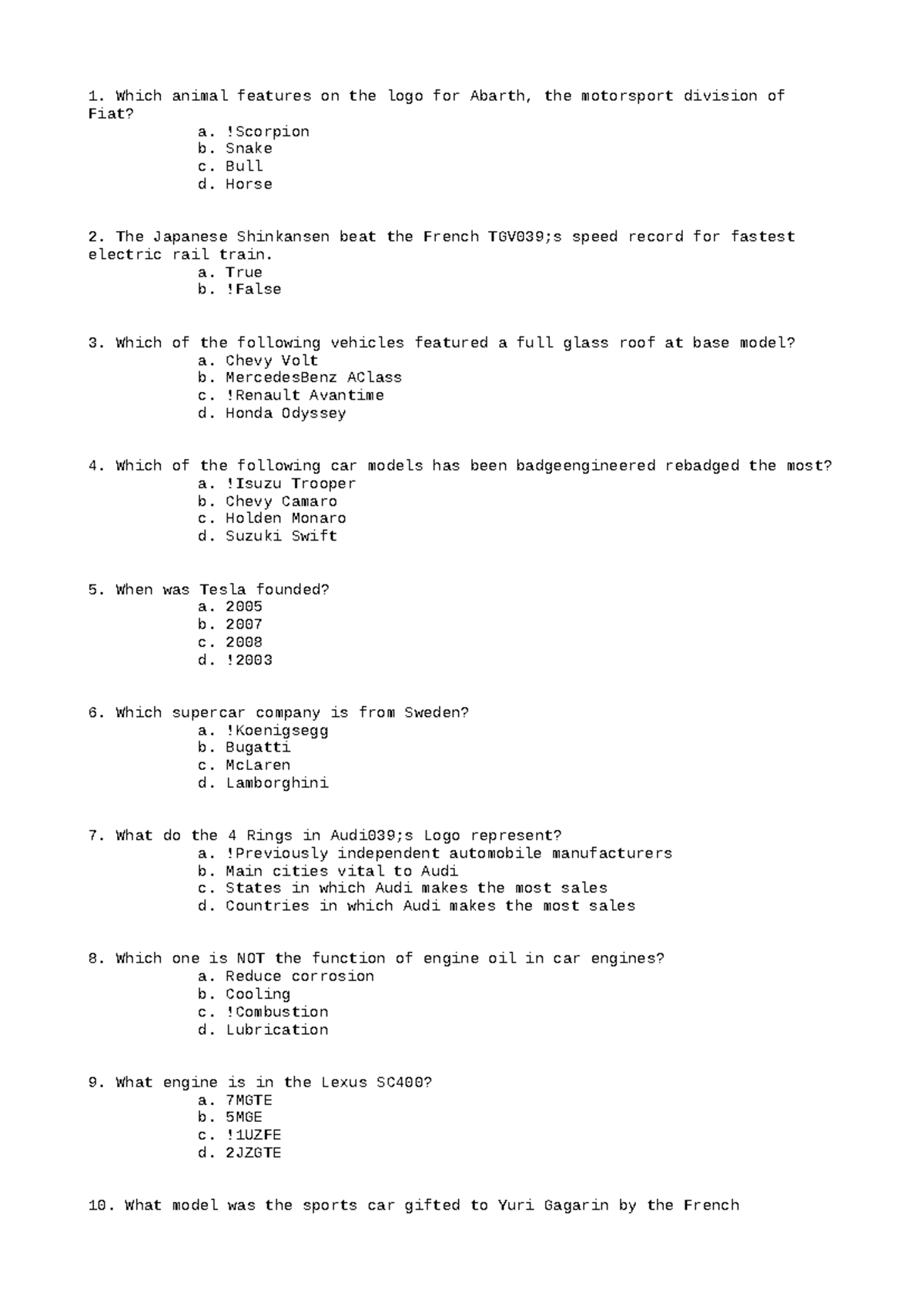 STAT240 Tutorial Spring 2023 5 - Which animal features on the logo for Abarth, the motorsport ...