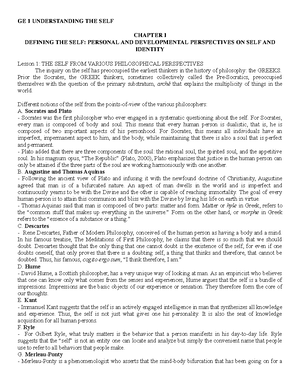 Module 3 Chapter 4 - Understanding the Self - Module 3: Chapter 4 ...