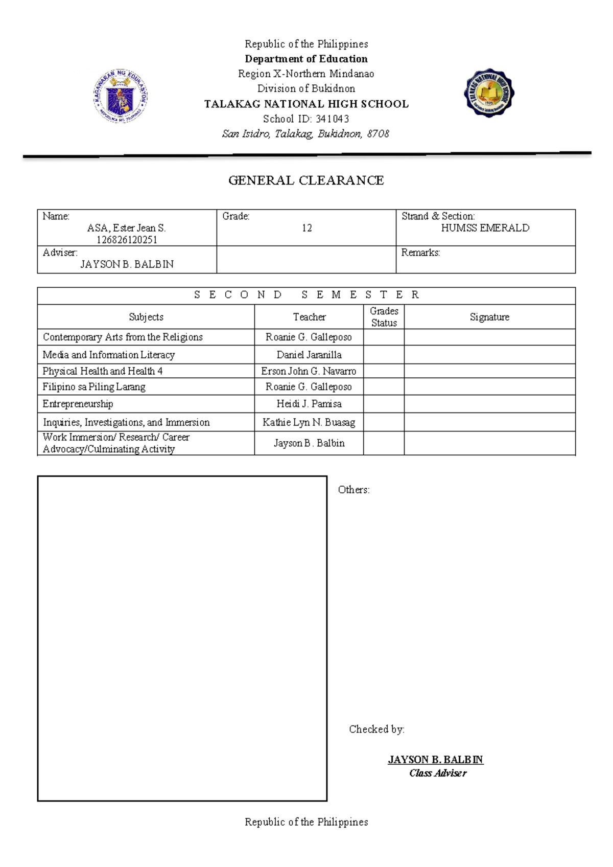 Clearance - Republic of the Philippines Department of Education Region ...