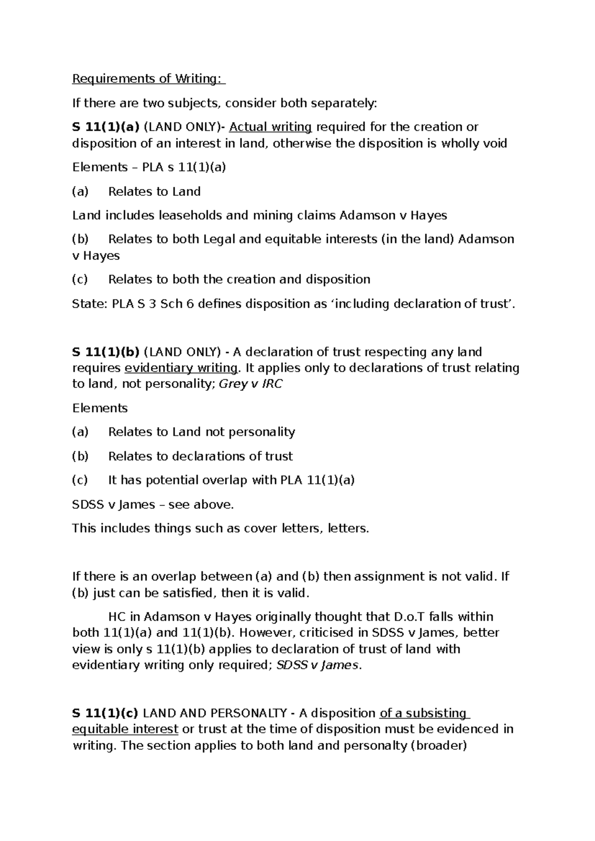 Requirements of Writing - Trusts - Requirements of Writing: If there ...