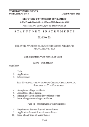 CAA (Accident and Incident) Regulations, 2020 - S T A T U T O R Y I N S ...