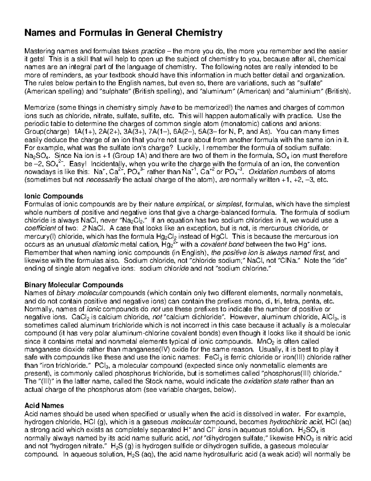1 - For General Chemistry. Hope it helps. Thank you - Names and ...