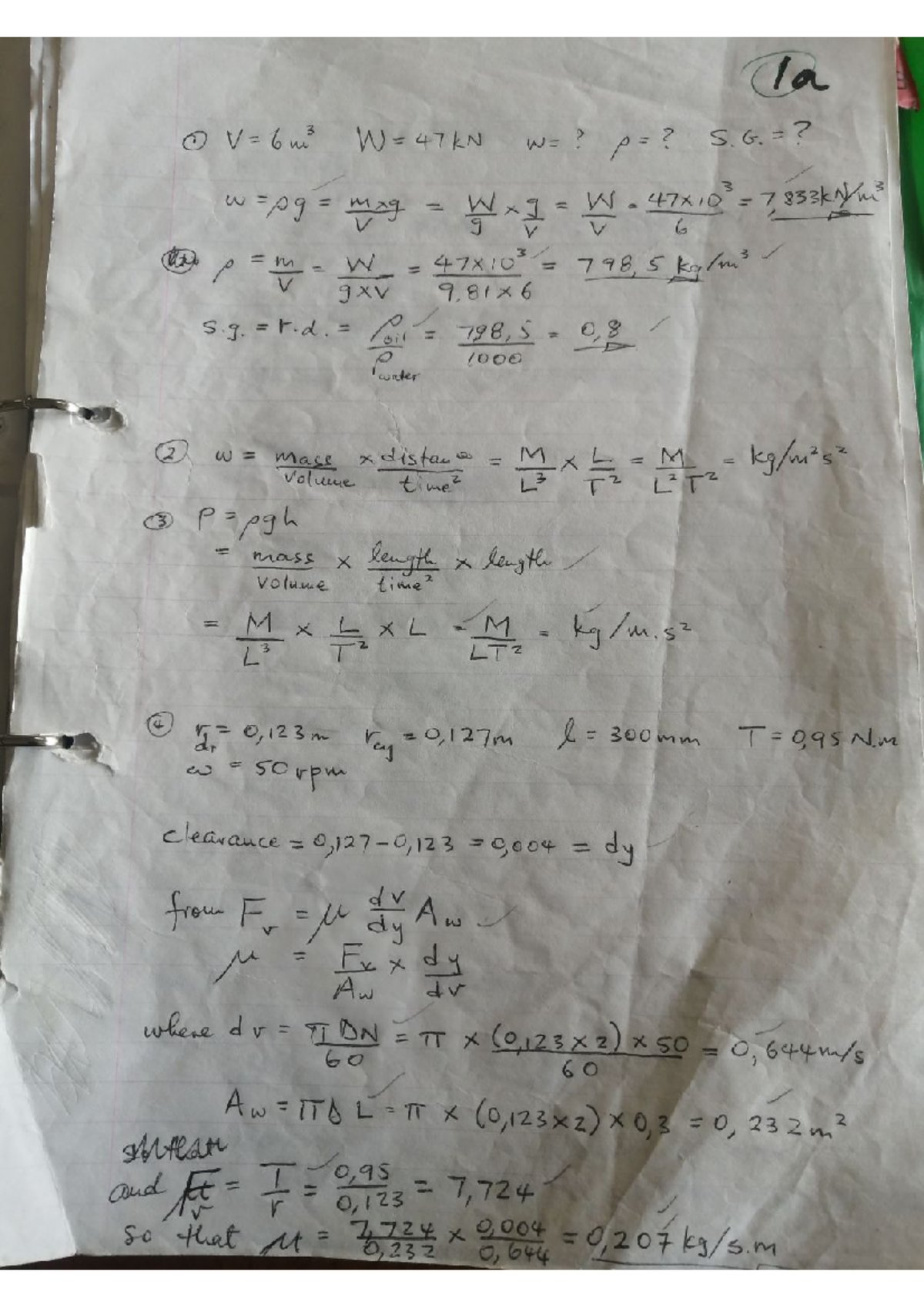 Fluid mechanics 2a Tutorial 1 answers - FLMMIA 2 - Studocu