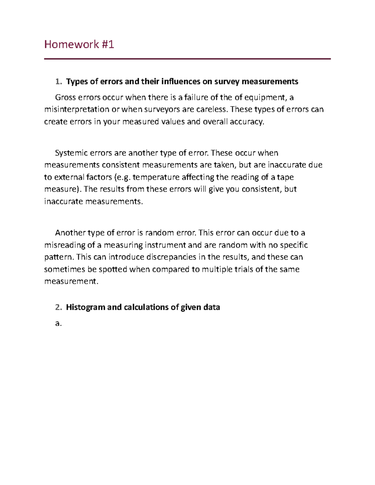 Homework #1 - homeowrk - Homework Types of errors and their influences ...
