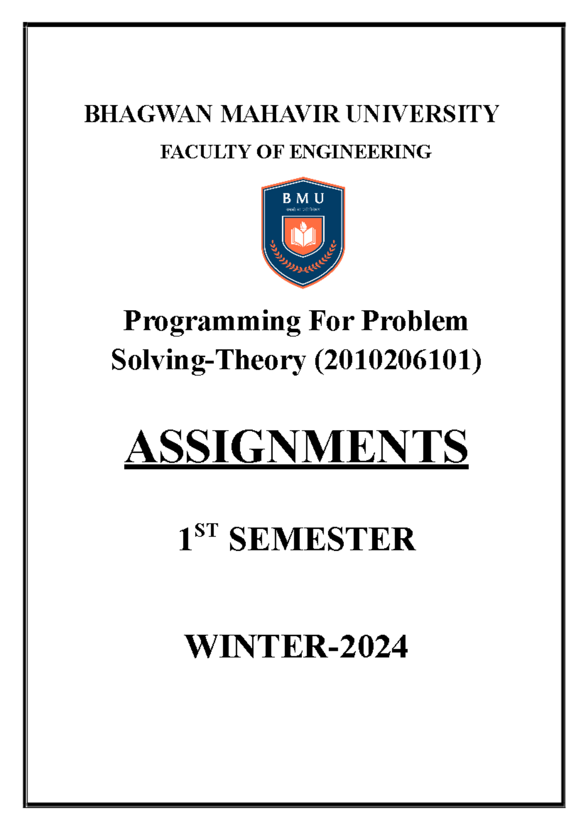 PPS Unit-1 Assignment - Con science - BHAGWAN MAHAVIR UNIVERSITY ...