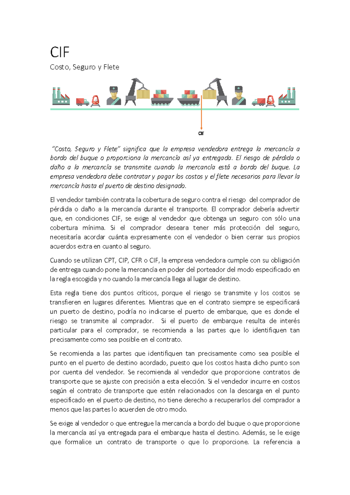 CIF - Incoterm CIF - CIF Costo, Seguro y Flete “Costo, Seguro y Flete ...