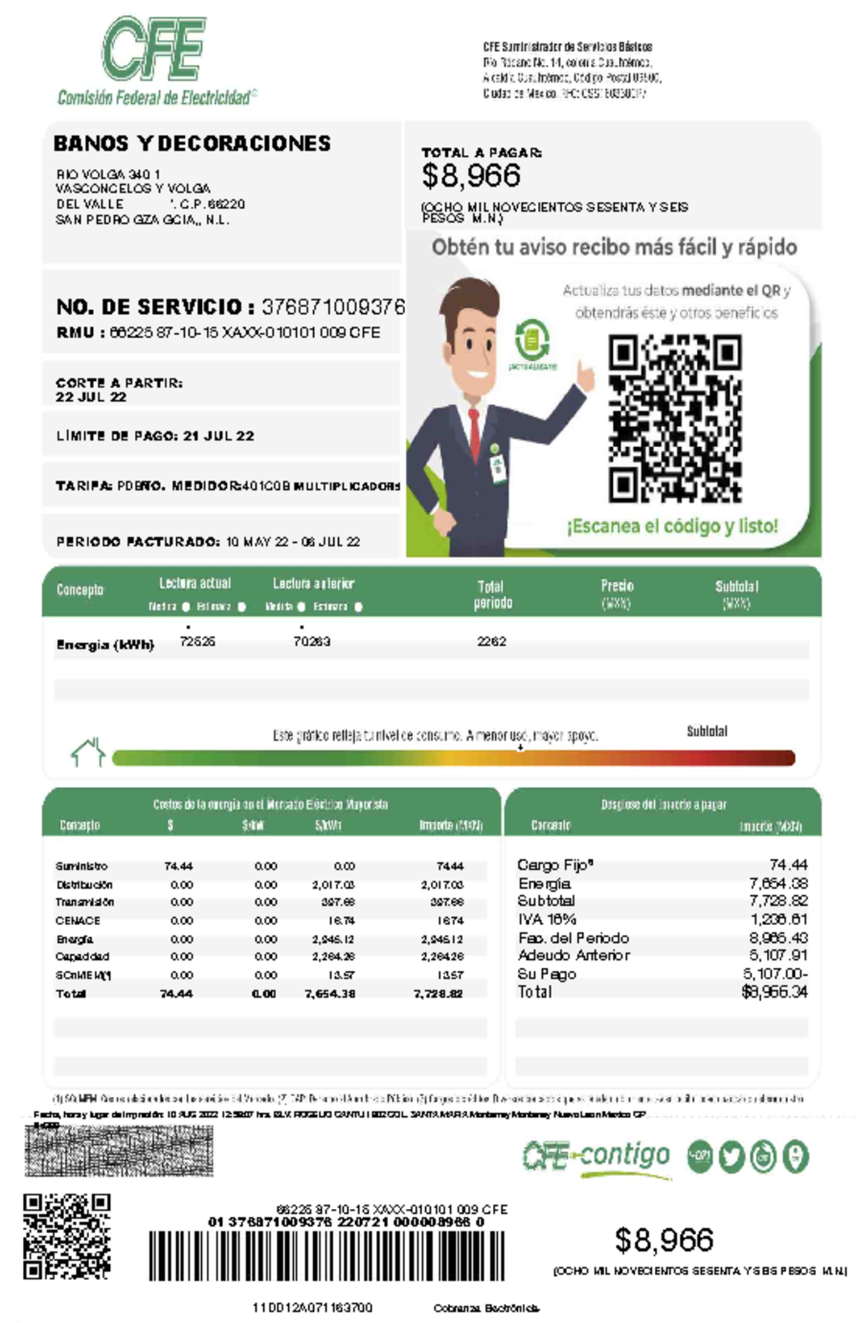 Luz - resumen - TOTAL A PAGAR: $8, (OCHO MIL NOVECIENTOS SESENTA Y SEIS ...