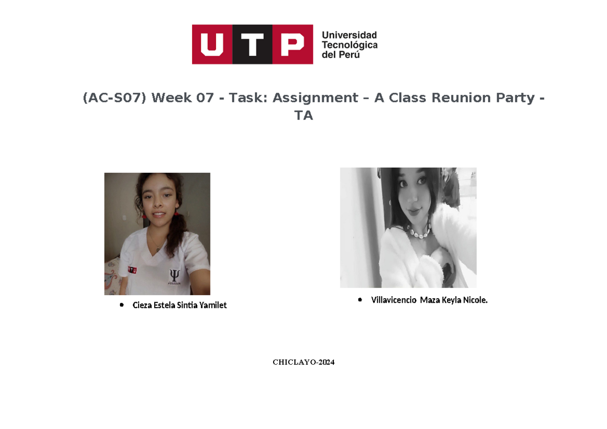 Week 7 - week7 - Ingles III - 🔴 (AC-S07) Week 07 - Task: Assignment – A Class Reunion Party - TA ...