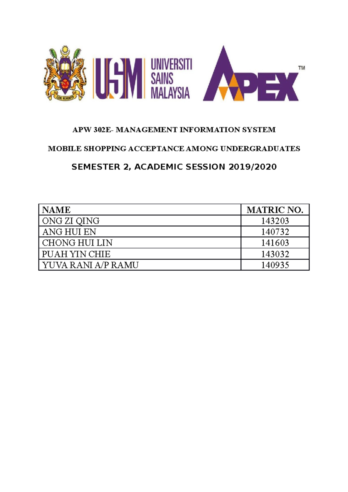 MIS Assignment (Group 7) - APW 302E- MANAGEMENT INFORMATION SYSTEM ...