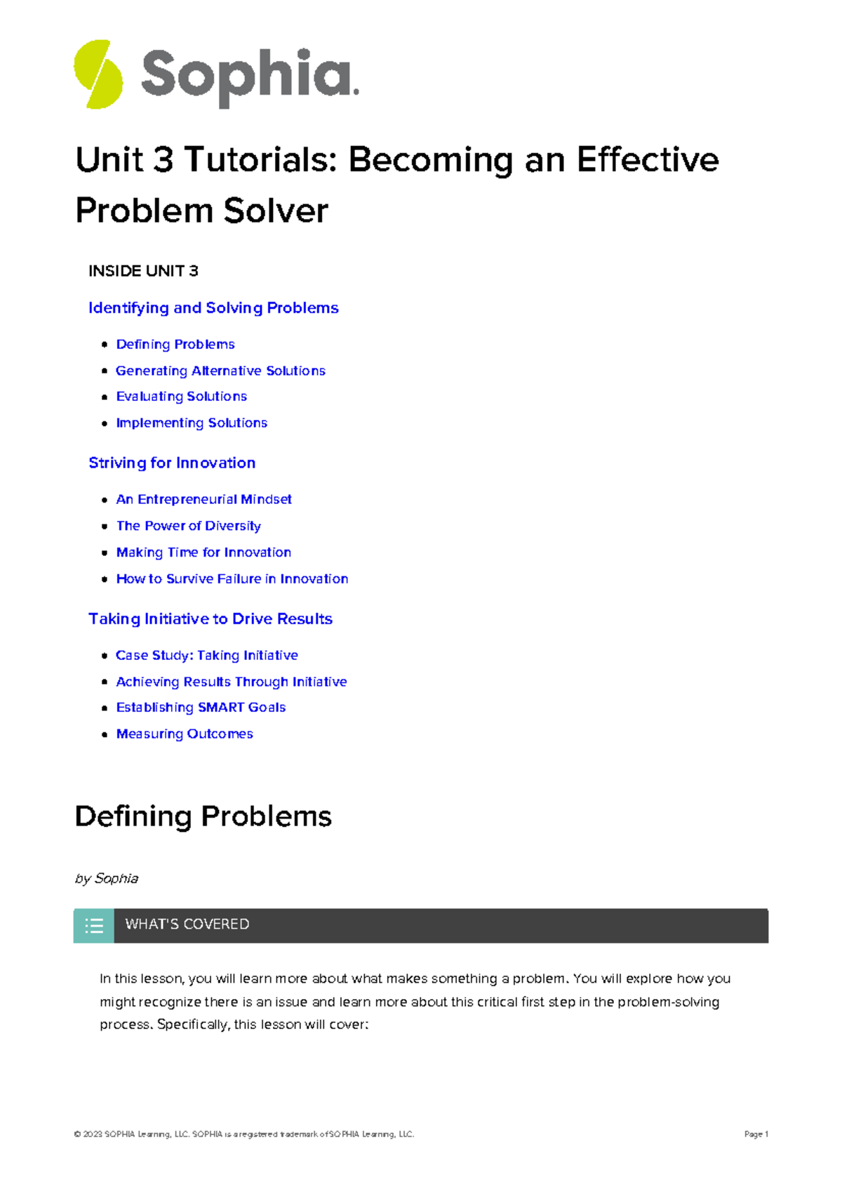 Unit 3 tutorials becoming an effective problem solver - Unit 3 ...