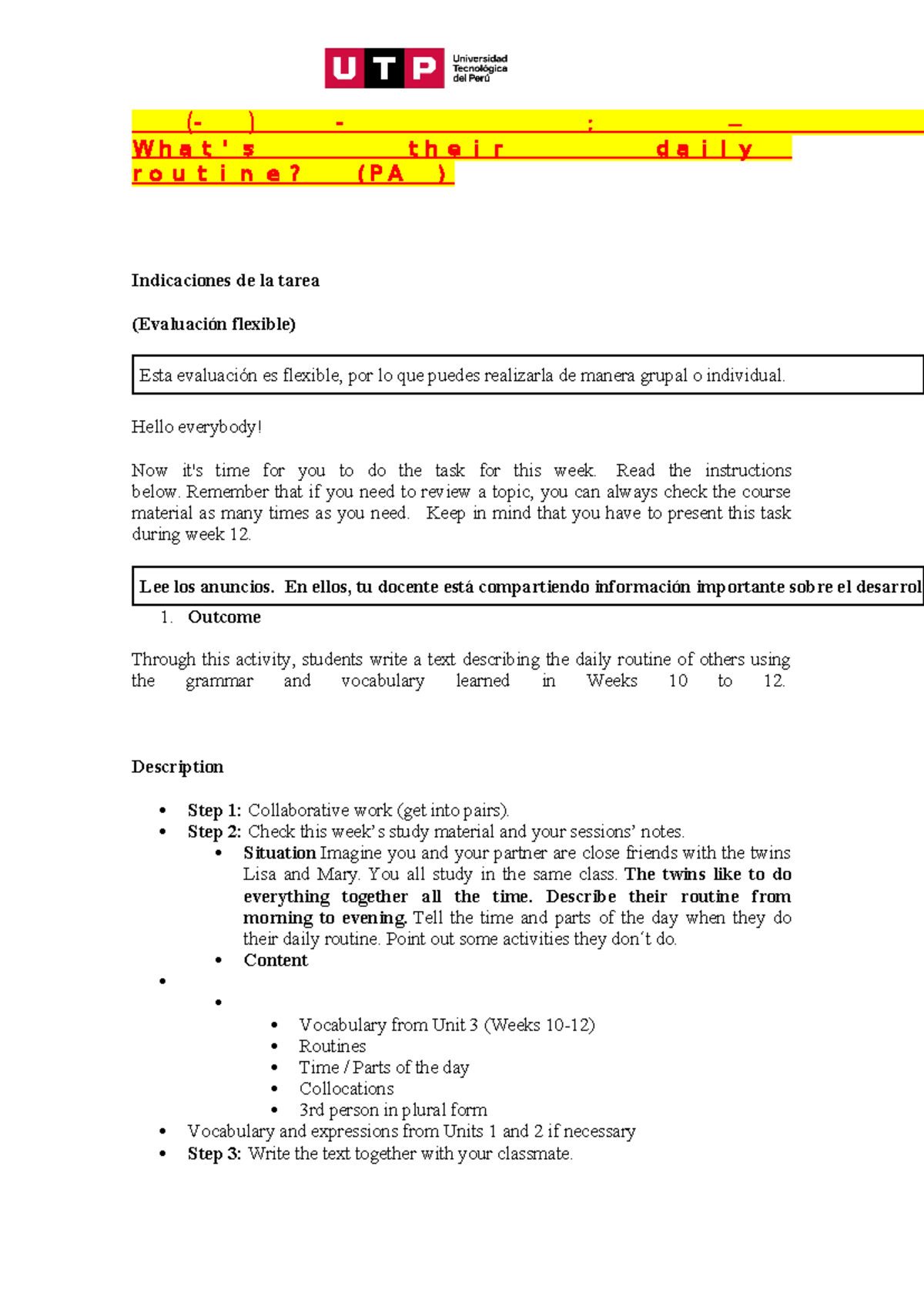 🔴 (AC-S12) Week 12 - Task Assignment – What's their daily routine (PA6 ...