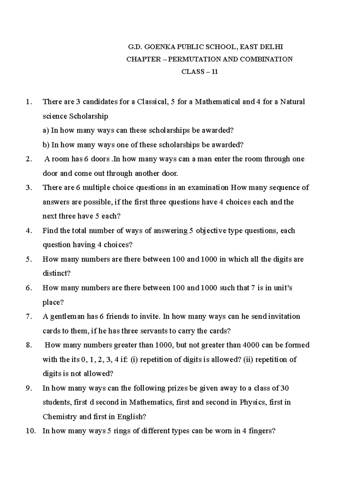 PNC RD Questions - okj - G. GOENKA PUBLIC SCHOOL, EAST DELHI CHAPTER ...