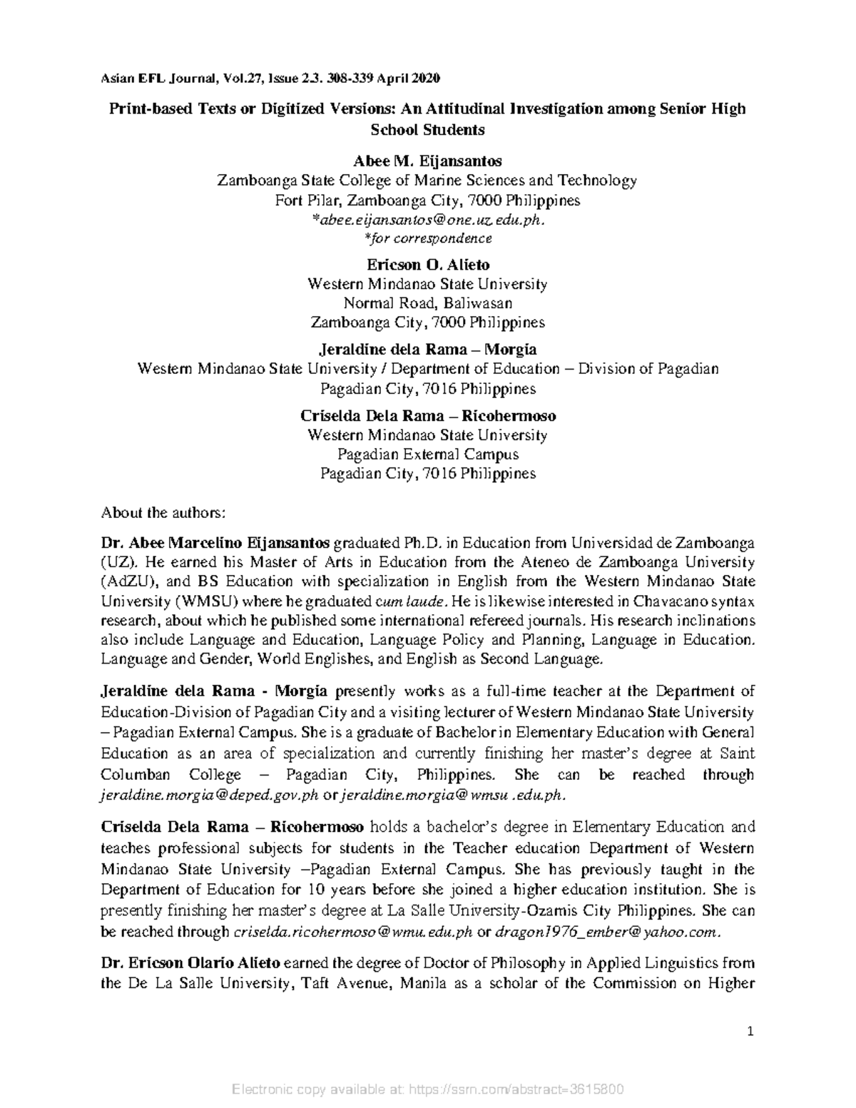 SSRN-id3615800 - nb hkjnk ijkml - 1 Asian EFL Journal, Vol, Issue 2 ...