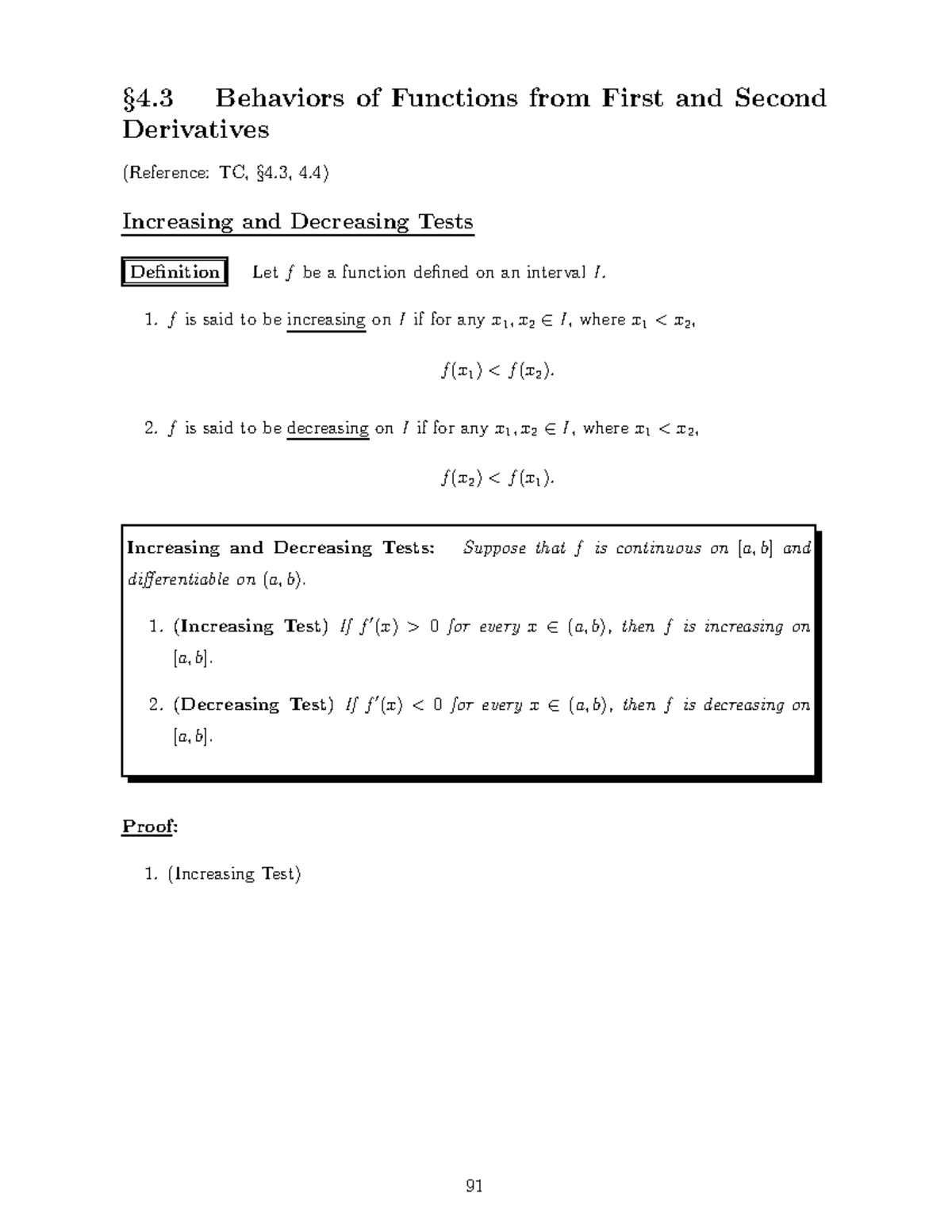 MA1102R 09chap4pt3 - Calculus - §4 Behaviors of Functions from First and Second Derivatives ...
