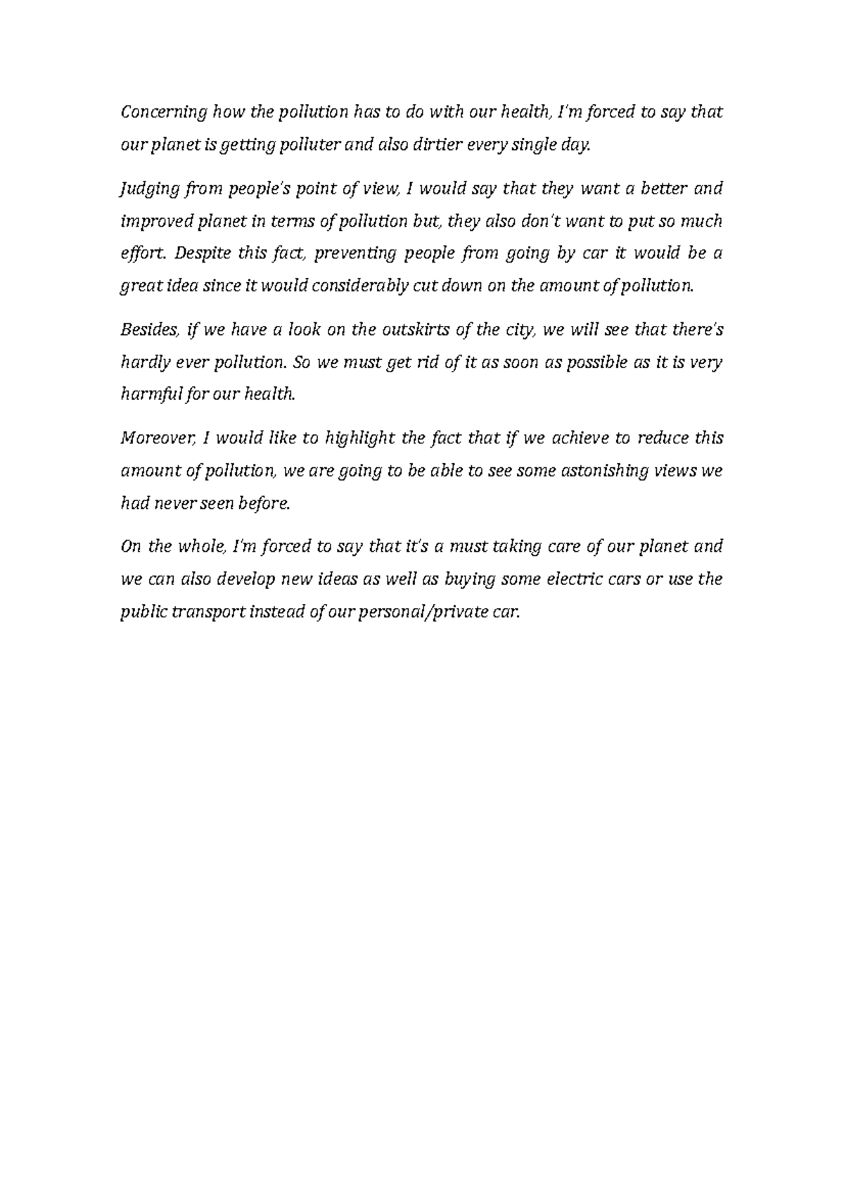Writing Pollution - Concerning how the pollution has to do with our ...