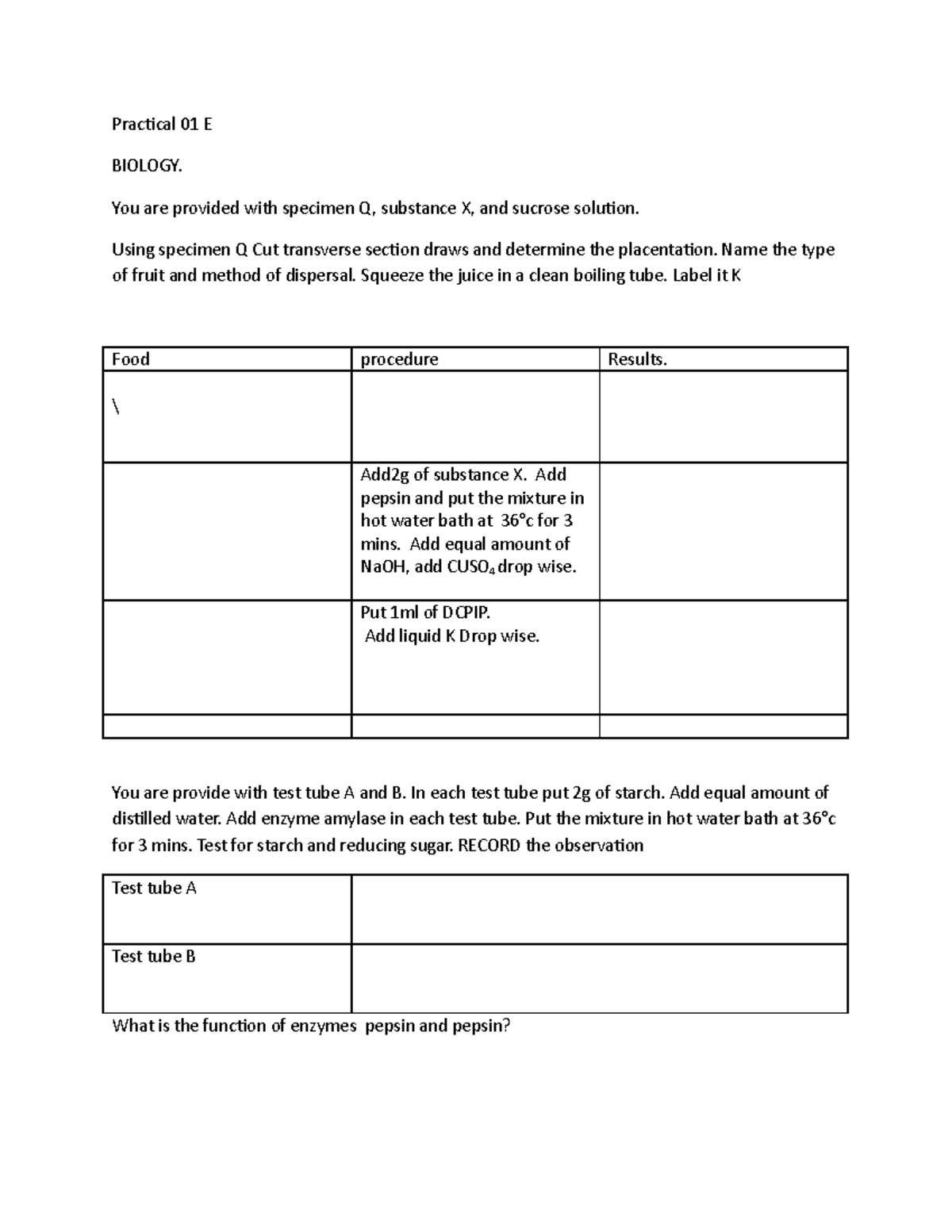 Amos Practical 01 E - Mr Amos - Practical 01 E BIOLOGY. You are ...