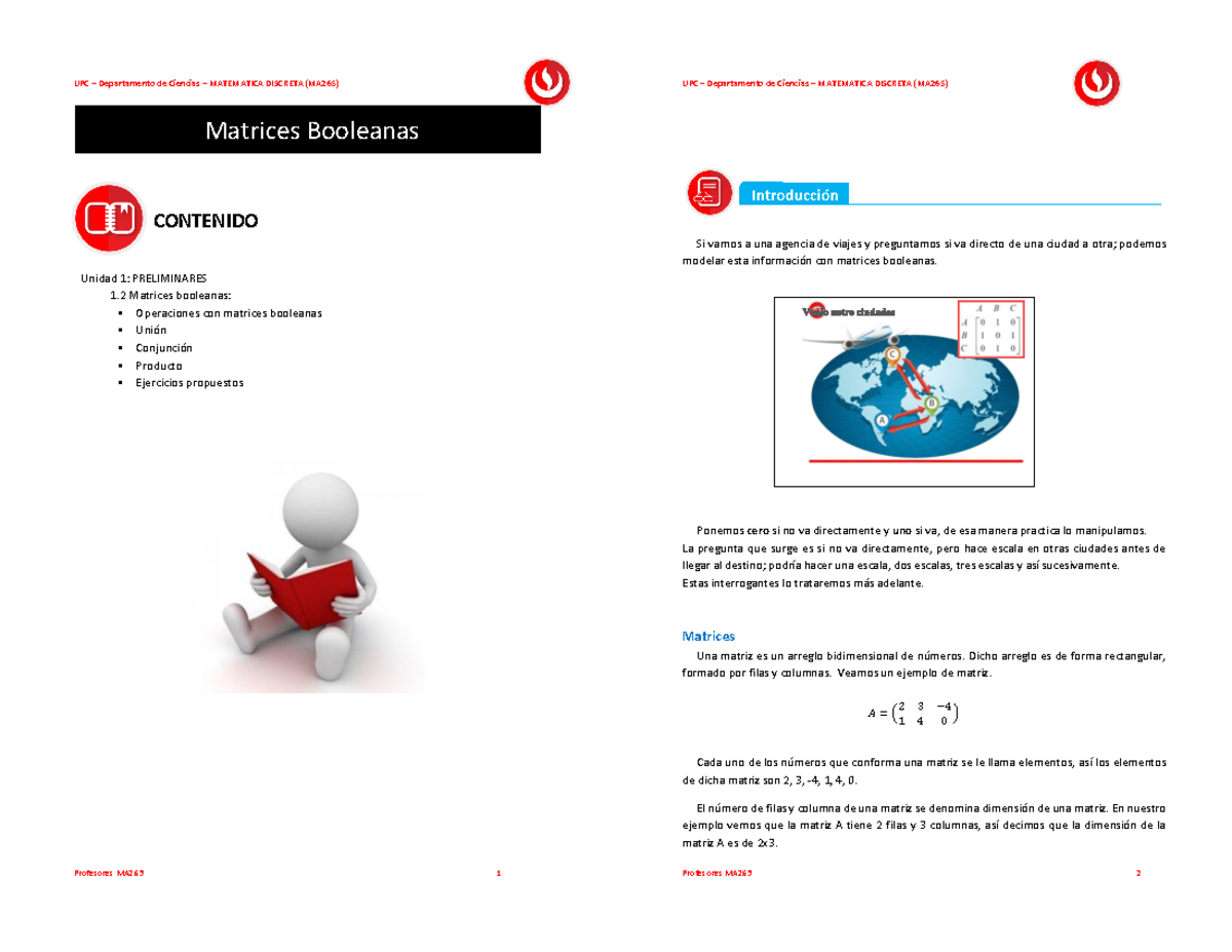 Teoria Y Ejercicios - Matrices Booleanas - Matrices Booleanas CONTENIDO ...