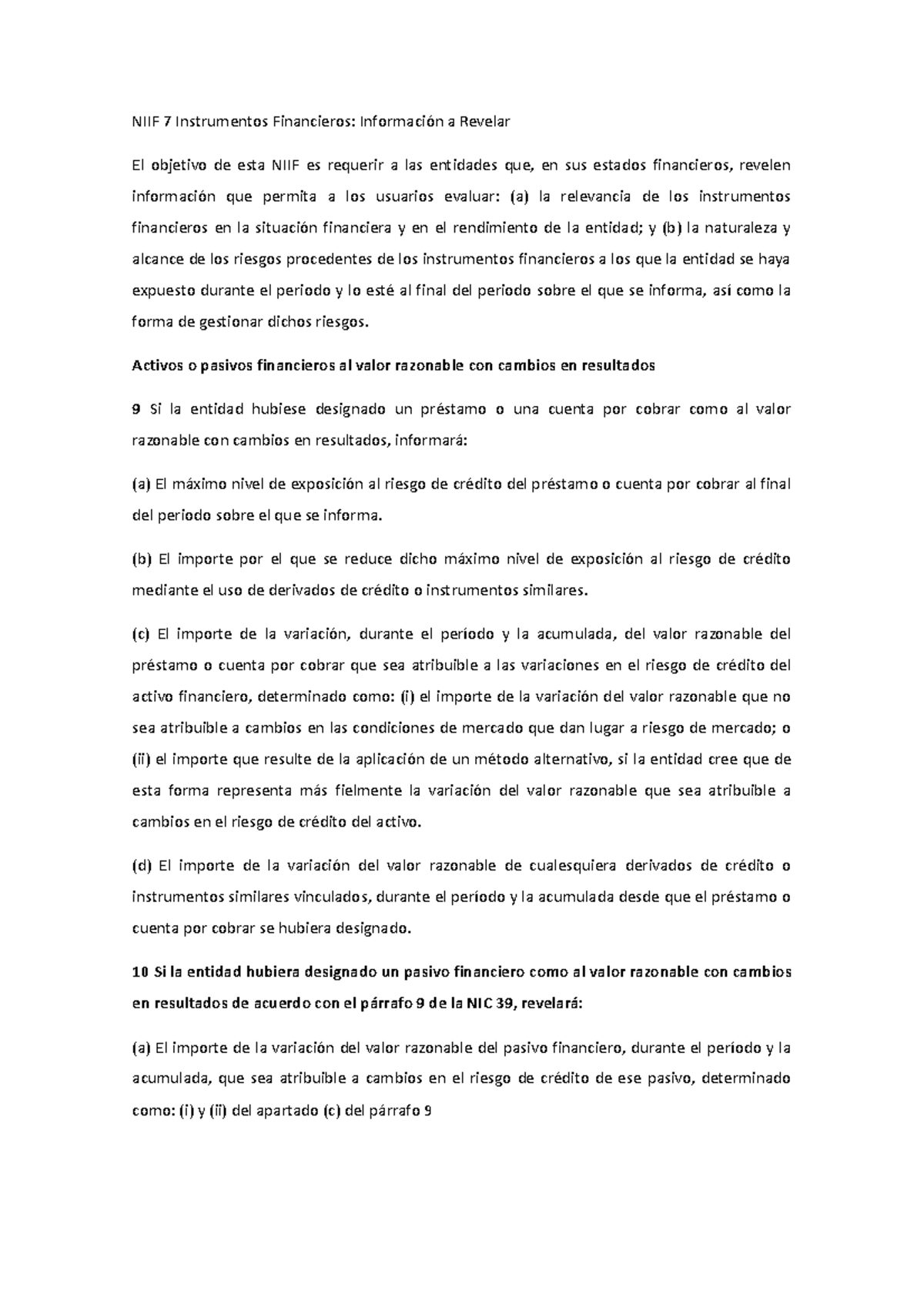 NIC 9-NIIF 7 Informacion a revelar - NIIF 7 Instrumentos Financieros ...