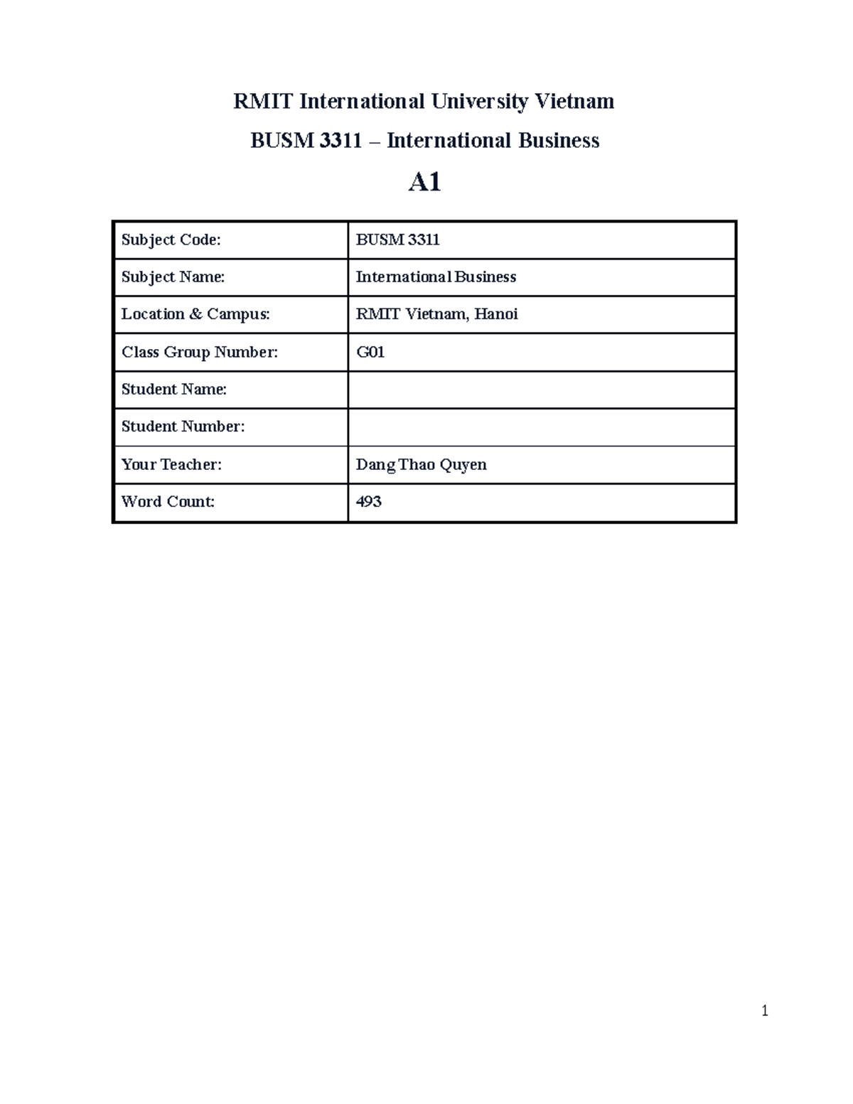 BUSM3311 Assignment 1 - West Coast Clinique - RMIT International ...