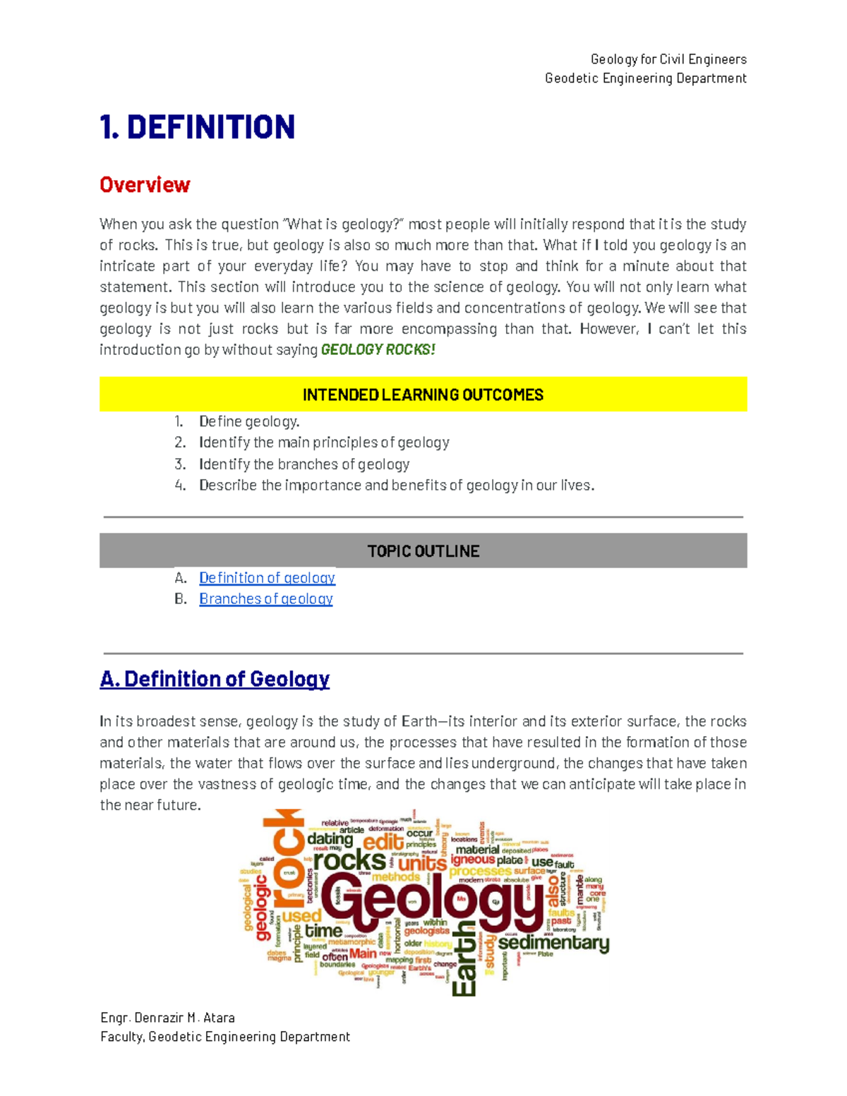Lecture 1. Definition - Geodetic Engineering Department 1. DEFINITION ...