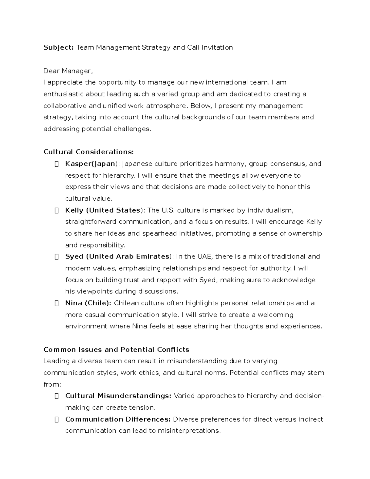 Module 6 - International Team Expectations - Subject: Team Management ...