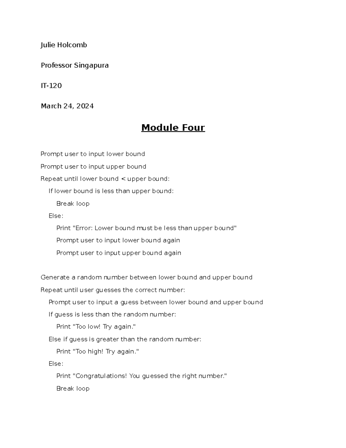 Module 4 - Julie Holcomb Professor Singapura IT- March 24, 2024 Module ...