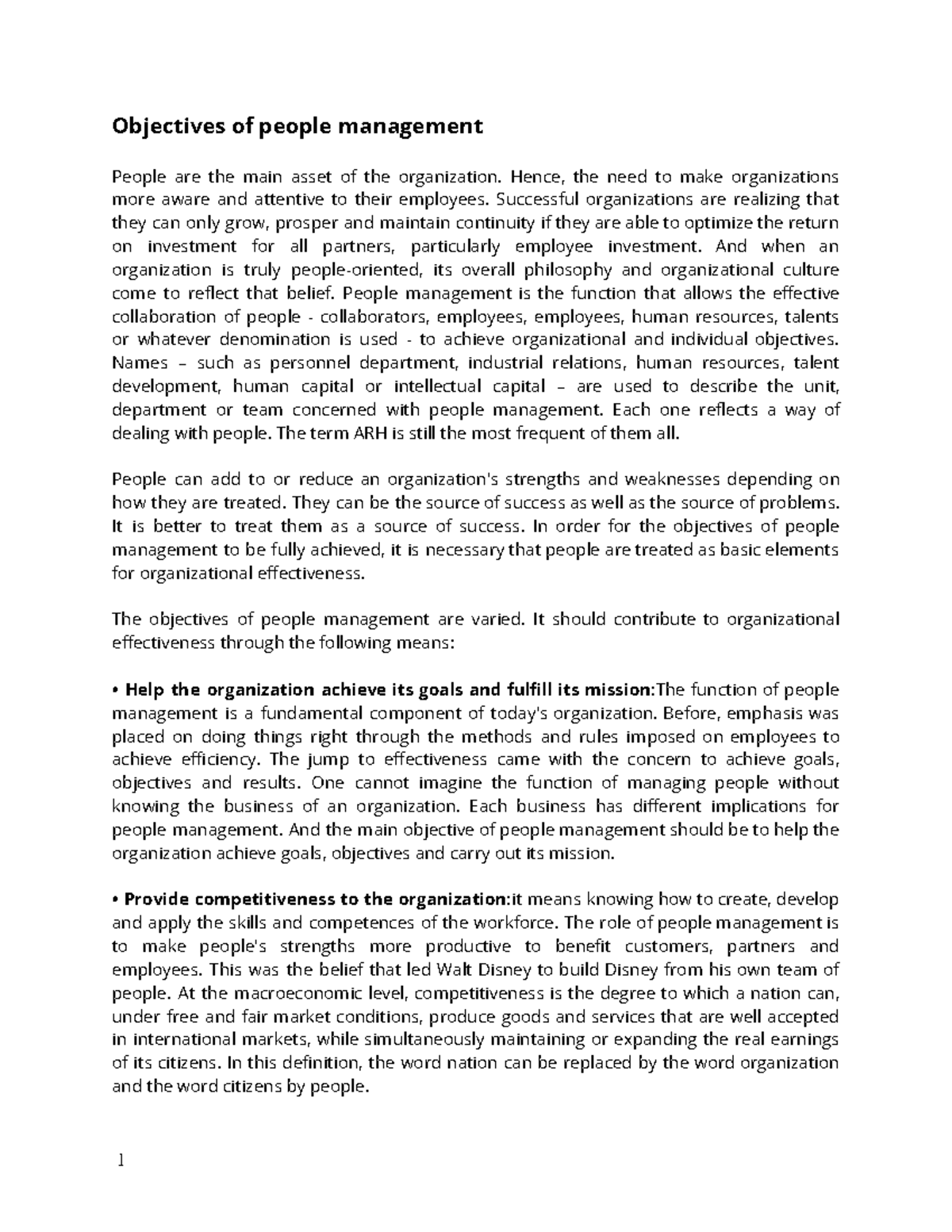 Objectives and people management process. - Objectives of people ...