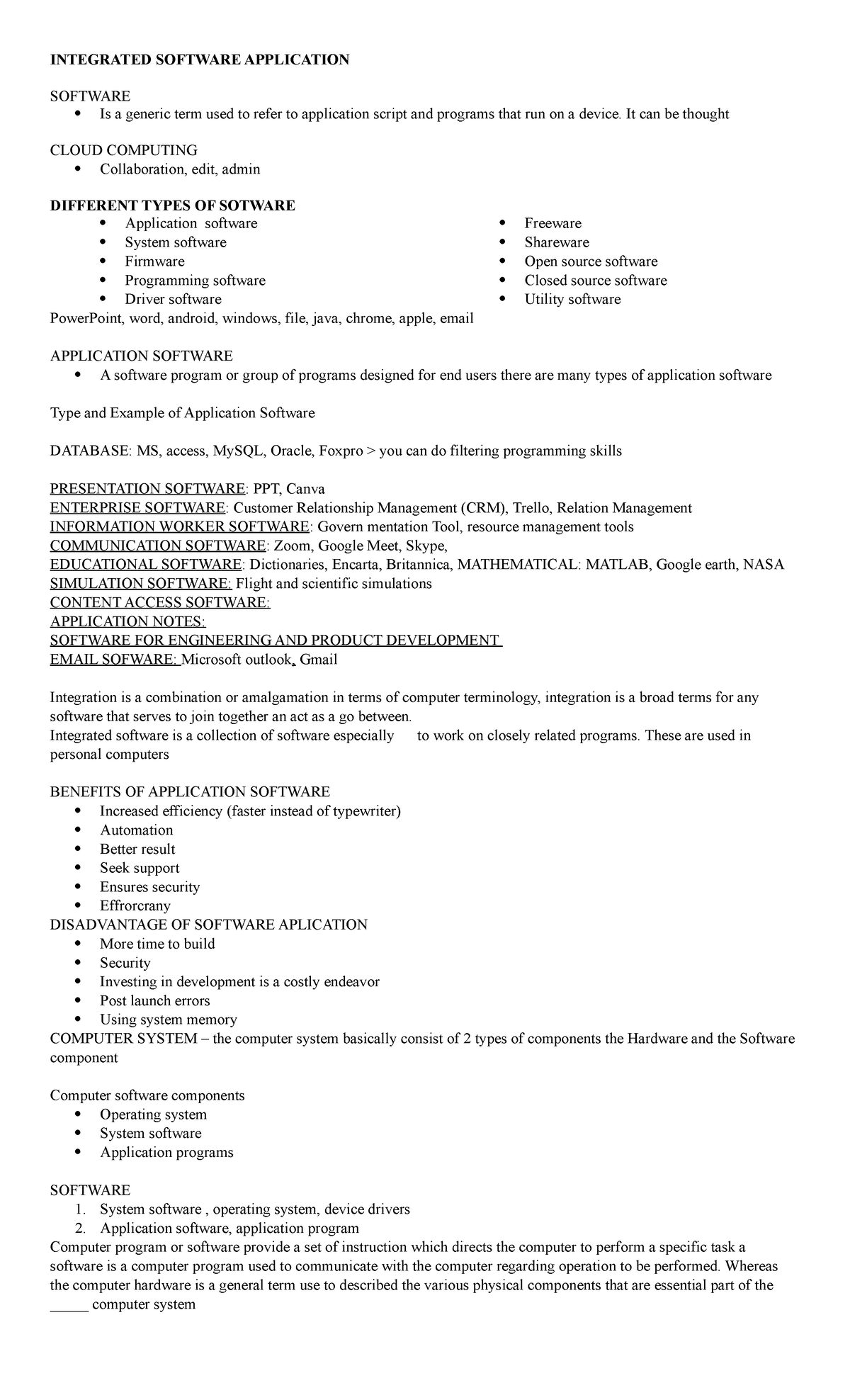 Integrated Software Application - INTEGRATED SOFTWARE APPLICATION ...