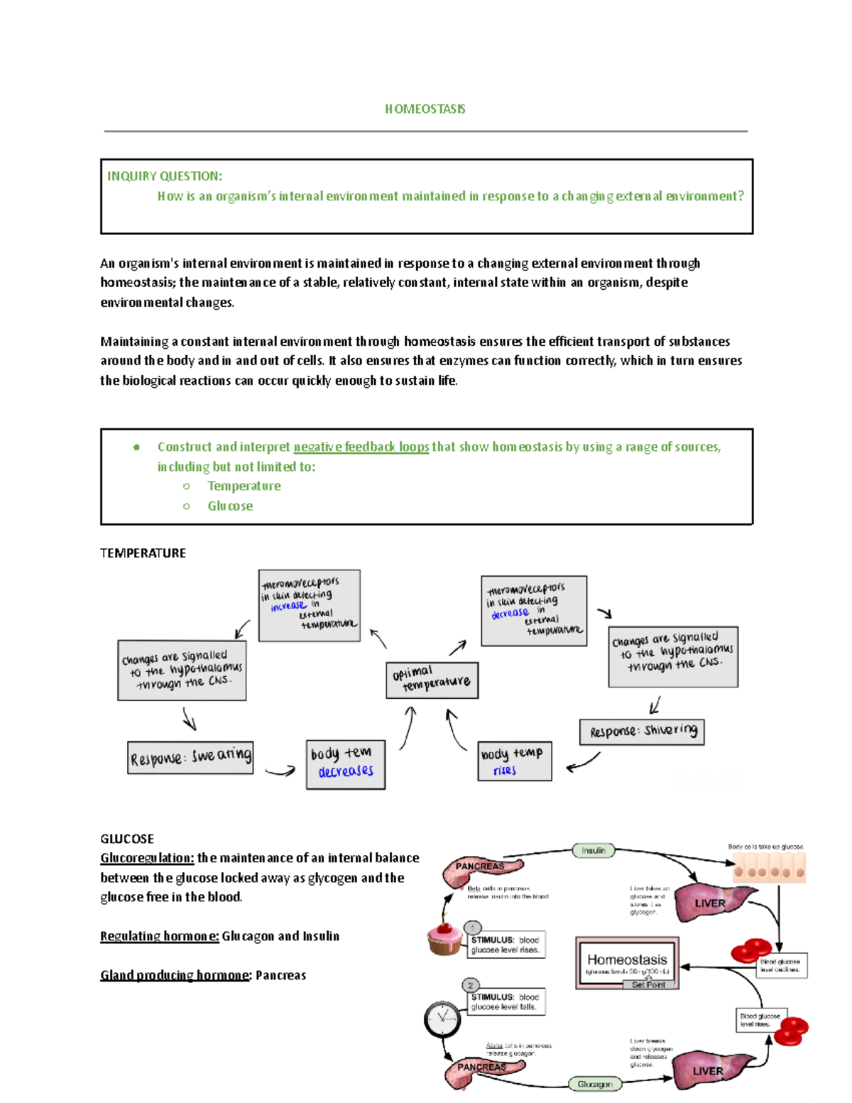 BIO MOD 8 Syllabus - HOMEOSTASIS INQUIRY QUESTION: How is an organism’s ...