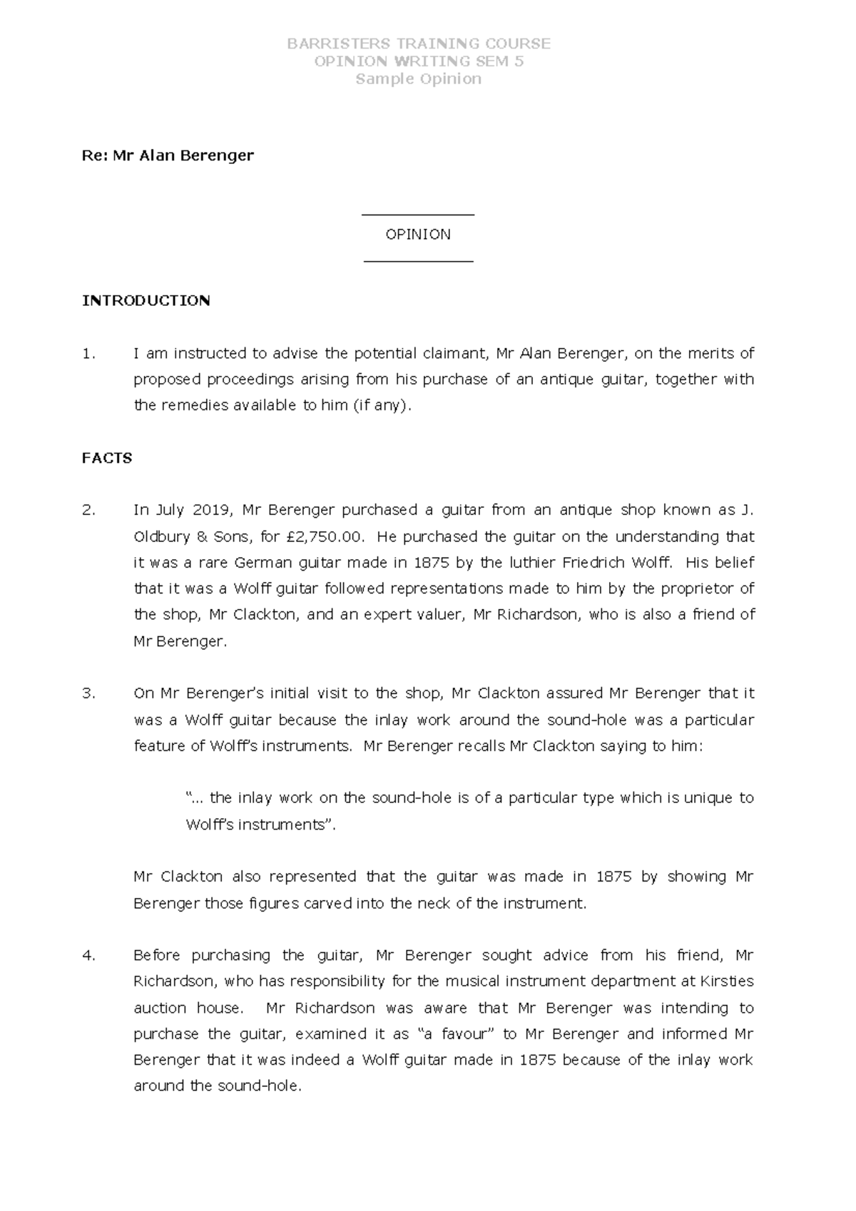 OPW 5 Part B - Sample Opinion - OPINION WRITING SEM 5 Sample Opinion Re ...