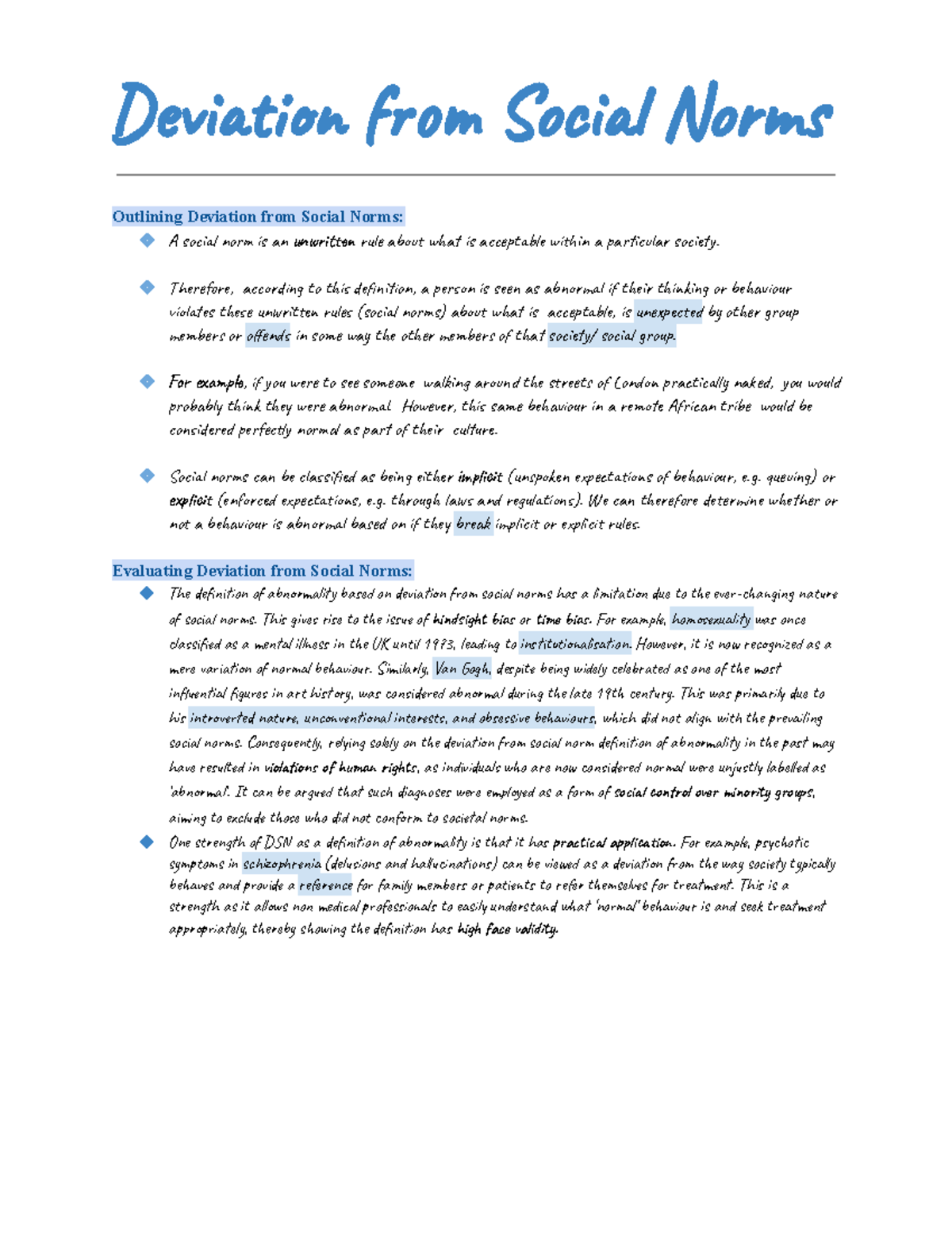 Deviation from Social Norms - Google Docs - Outlining Deviation from ...