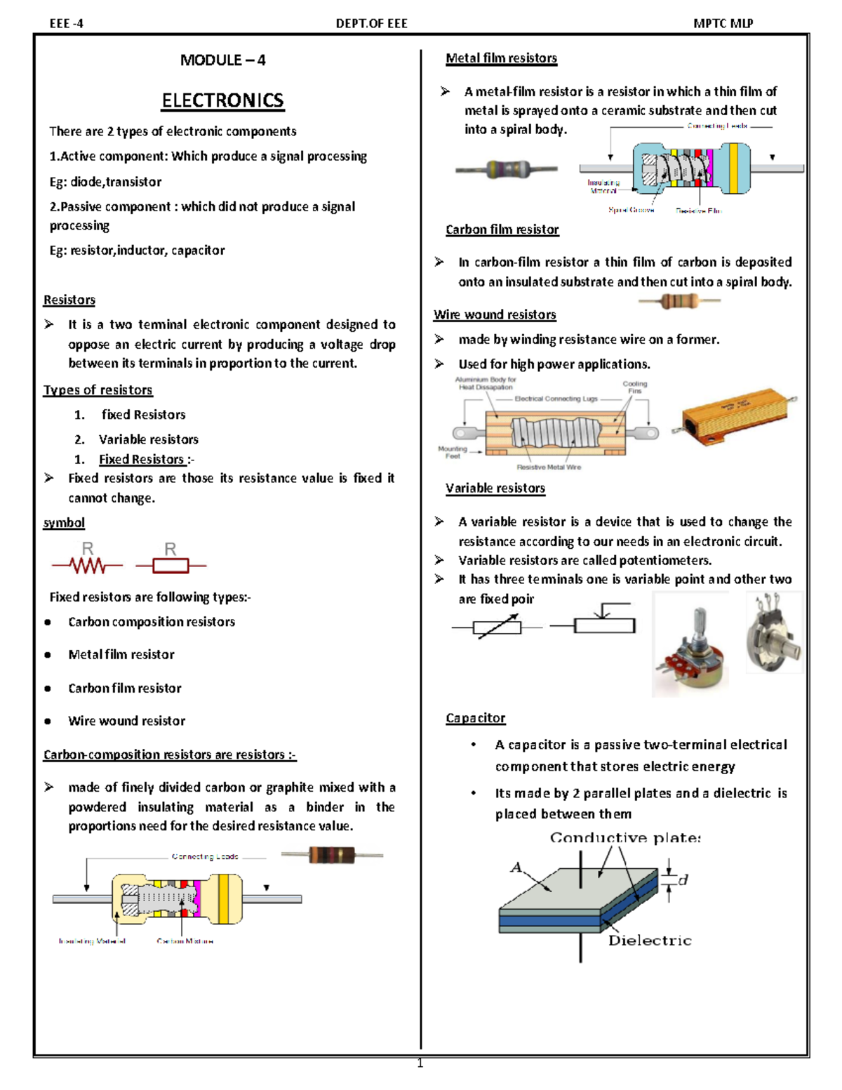 Lecture note for Electrical and electronics engineering - MODULE – 4 ...