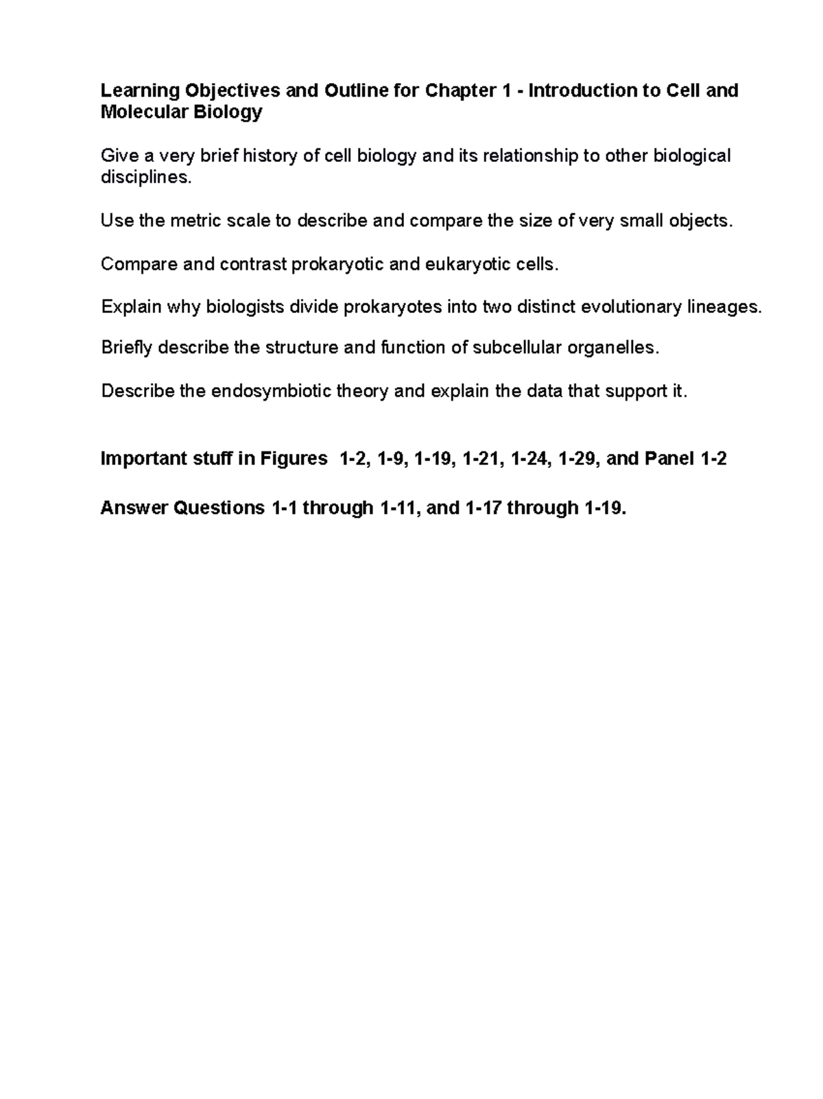 Chapter 1 Learning Objectives - Learning Objectives and Outline for Chapter 1 - Introduction to ...