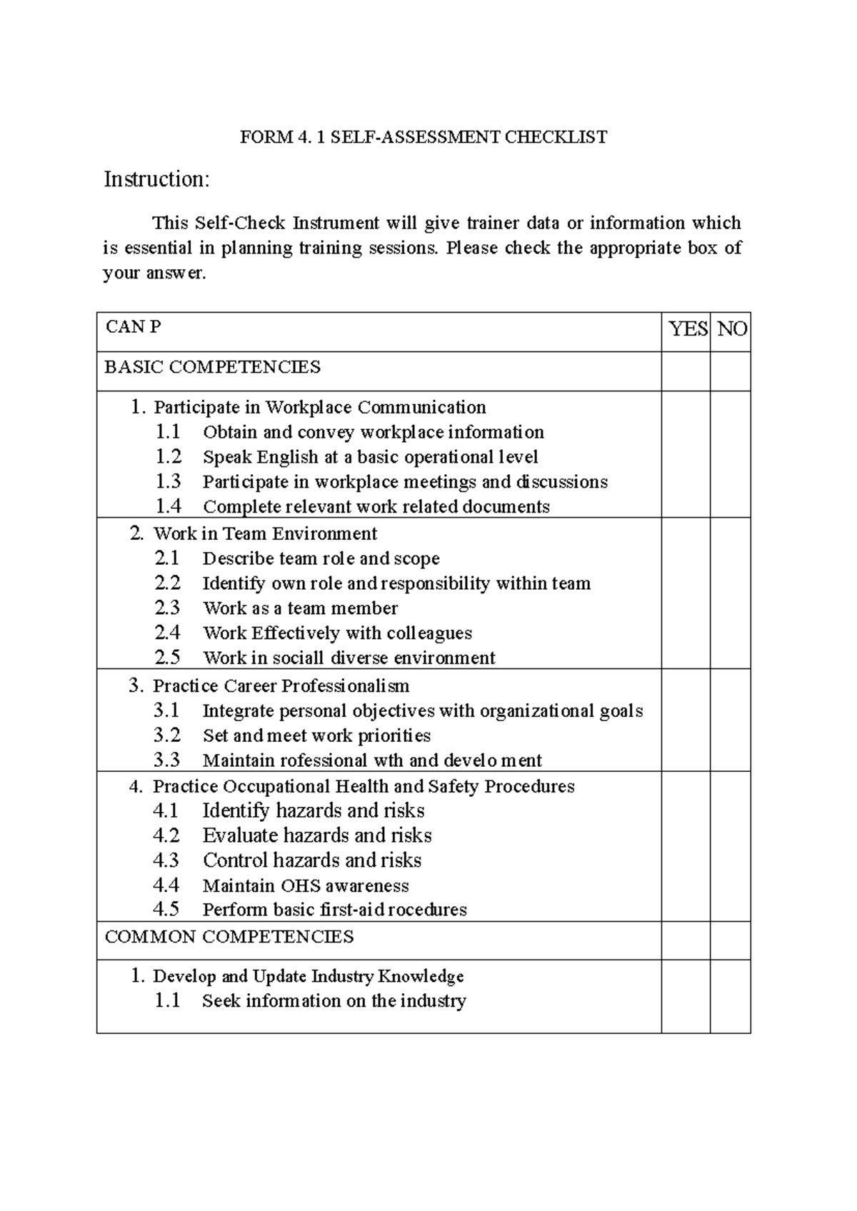 Self-Assessment Checklist Form 4.1 - 4.4.docx MHR - ####### FORM 4. 1 ...