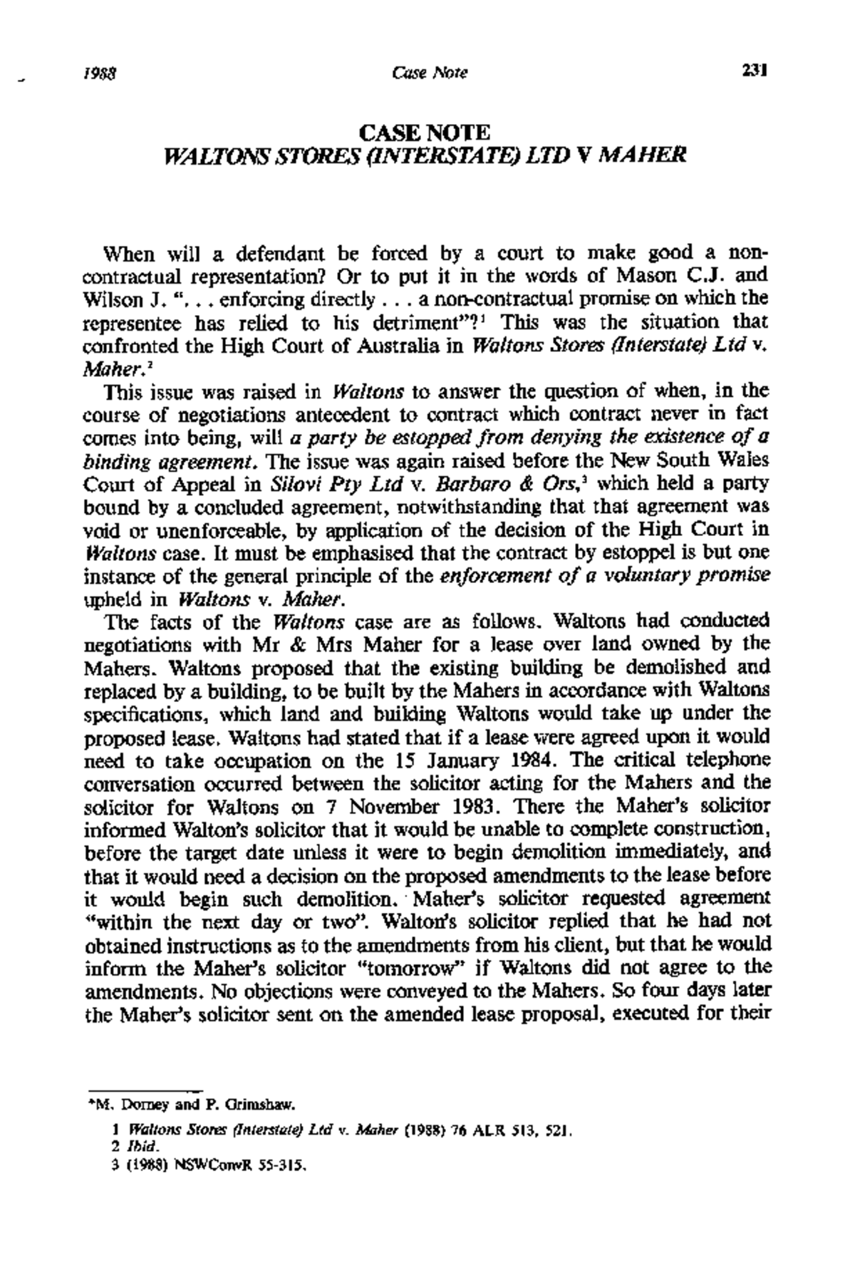 CASE NOTE - Walton Stores - LAWS3040 - UoN - Studocu